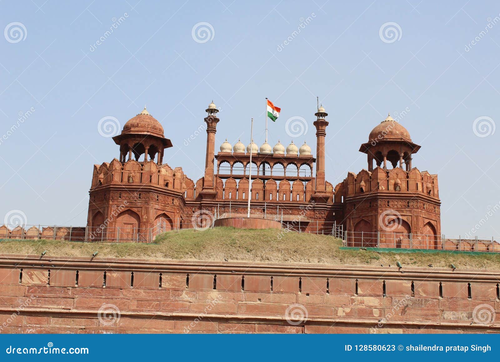 Redfort stock image. Image of redfort, front, view, fort - 128580623