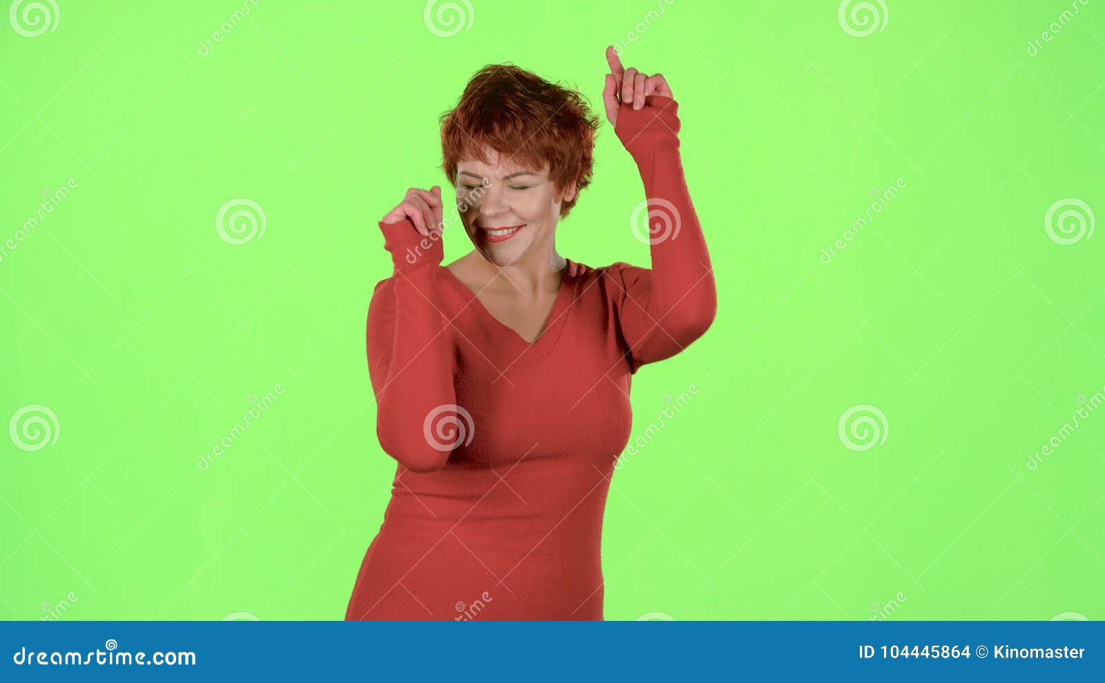 Redhaired Woman Dancing Sexual Movements Green Screen Stock Footage