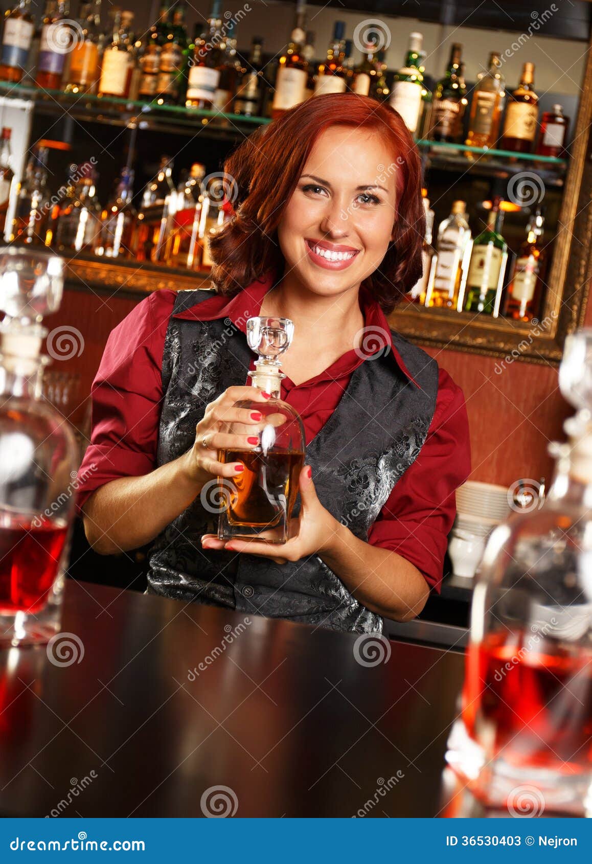 Redhead barmaid stock image. Image of caucasian, enjoy - 36530403