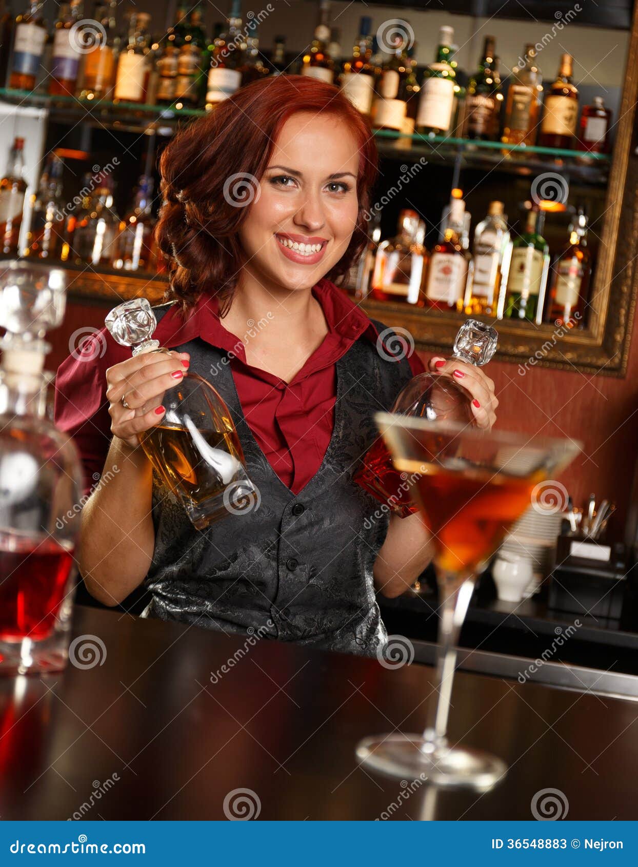 Redhead barmaid stock image. Image of barkeeper, people - 36548883