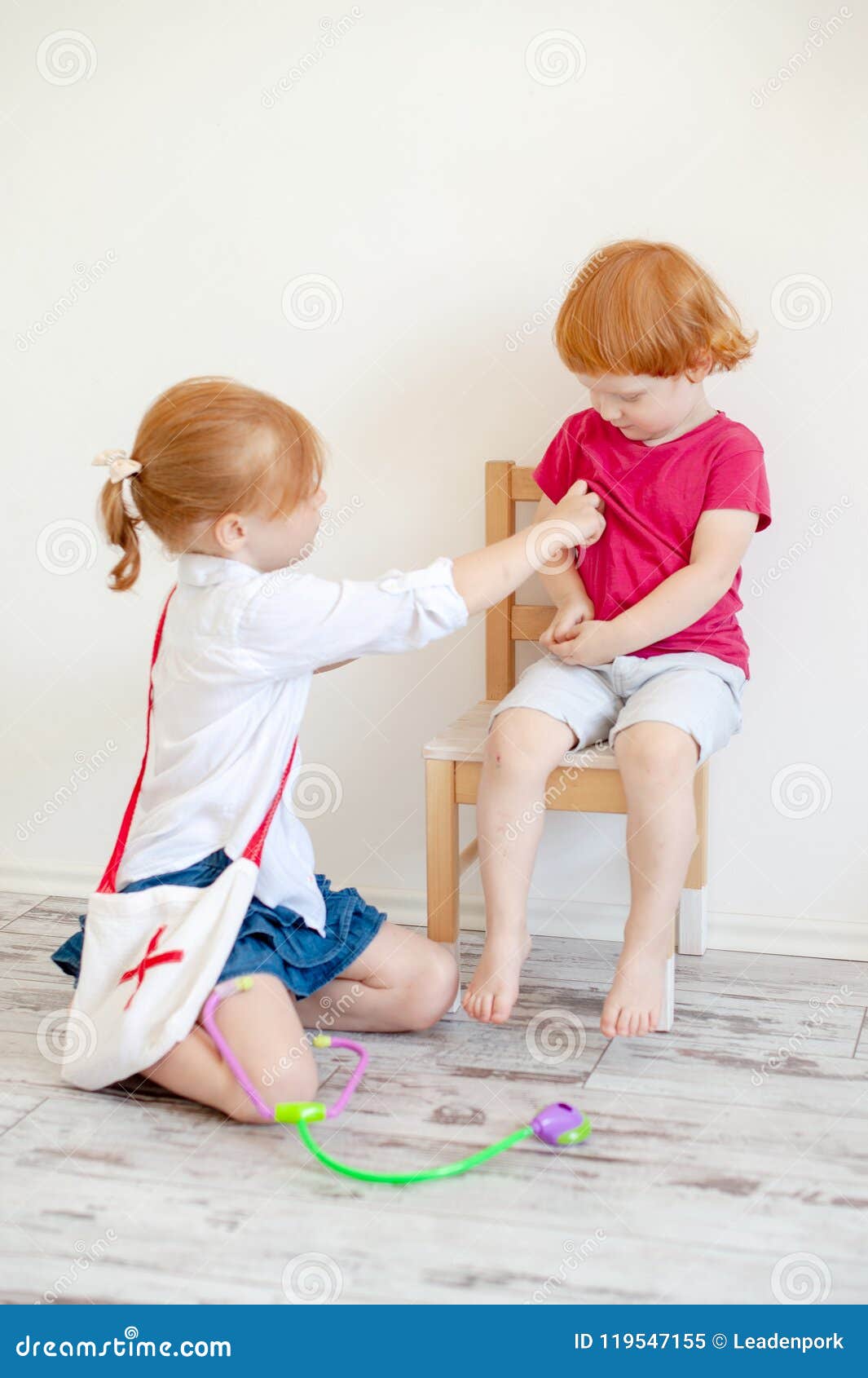 Children Play Doctor and Patient Stock Image - Image of redhead ...