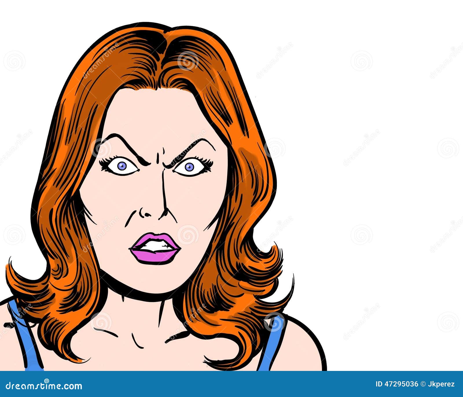 Redhead Comic Pop Art Character Angry and White Background Stock ...