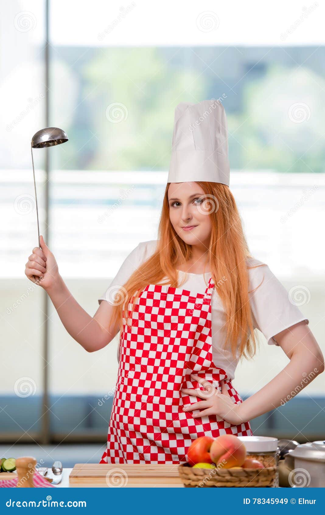 The Redhead Cook Working in the Kitchen Stock Image - Image of culinary ...