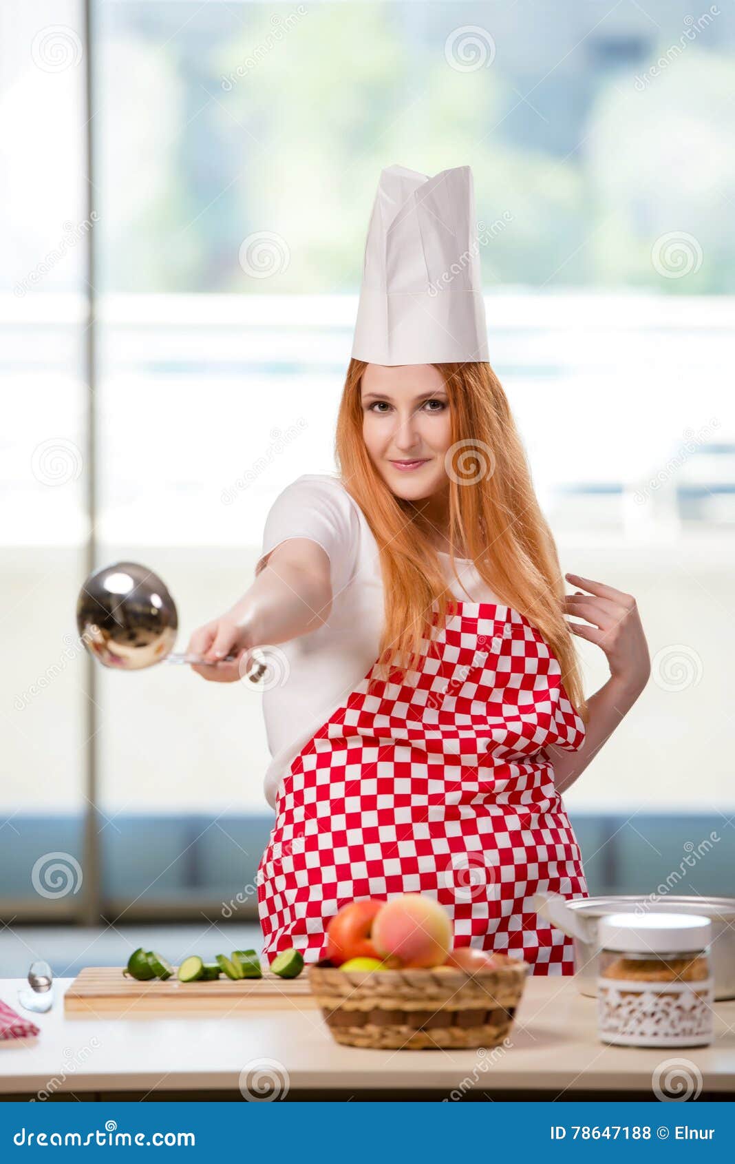 The Redhead Cook Working in the Kitchen Stock Photo - Image of cuisine ...
