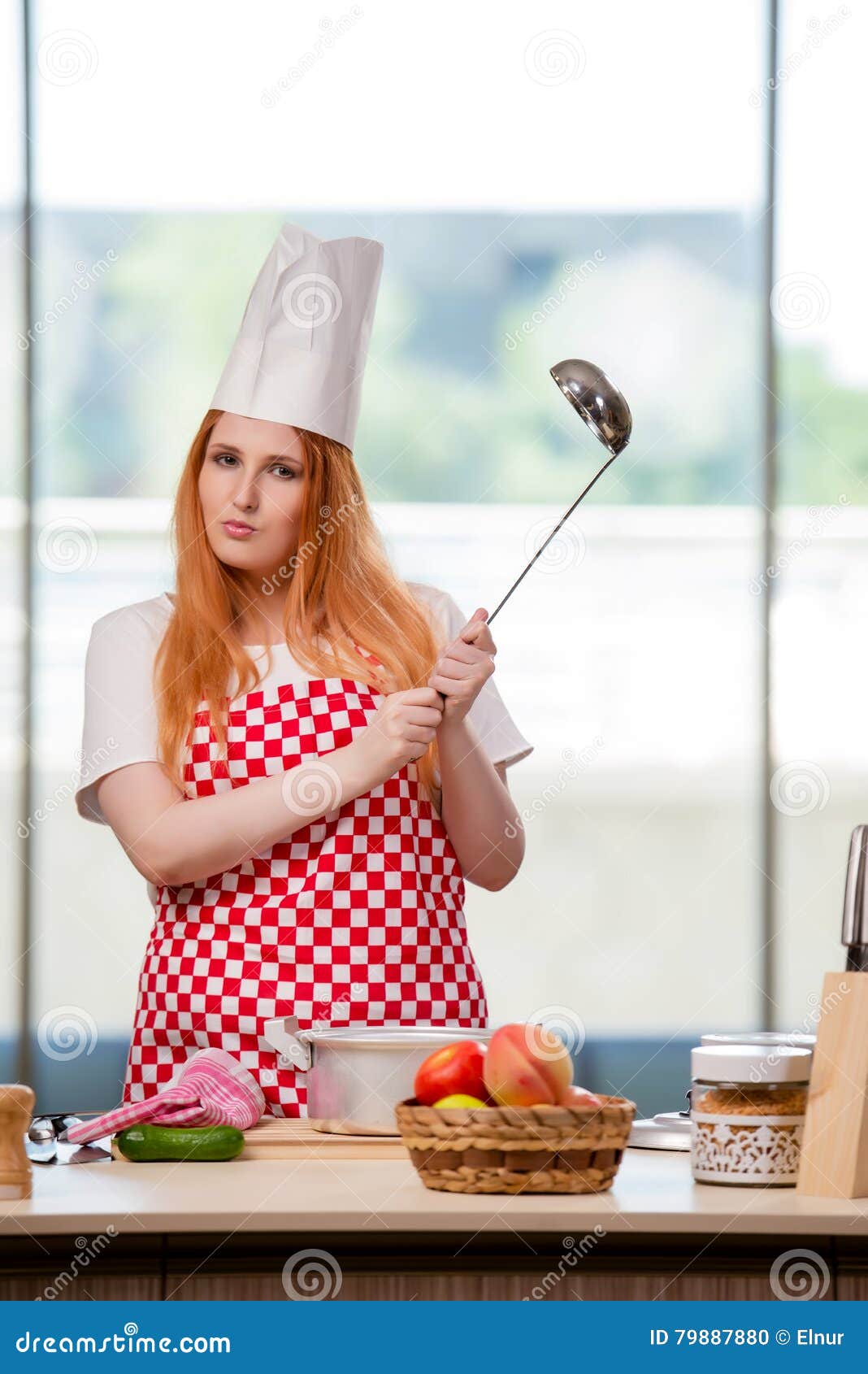The Redhead Cook Working in the Kitchen Stock Photo - Image of chef ...