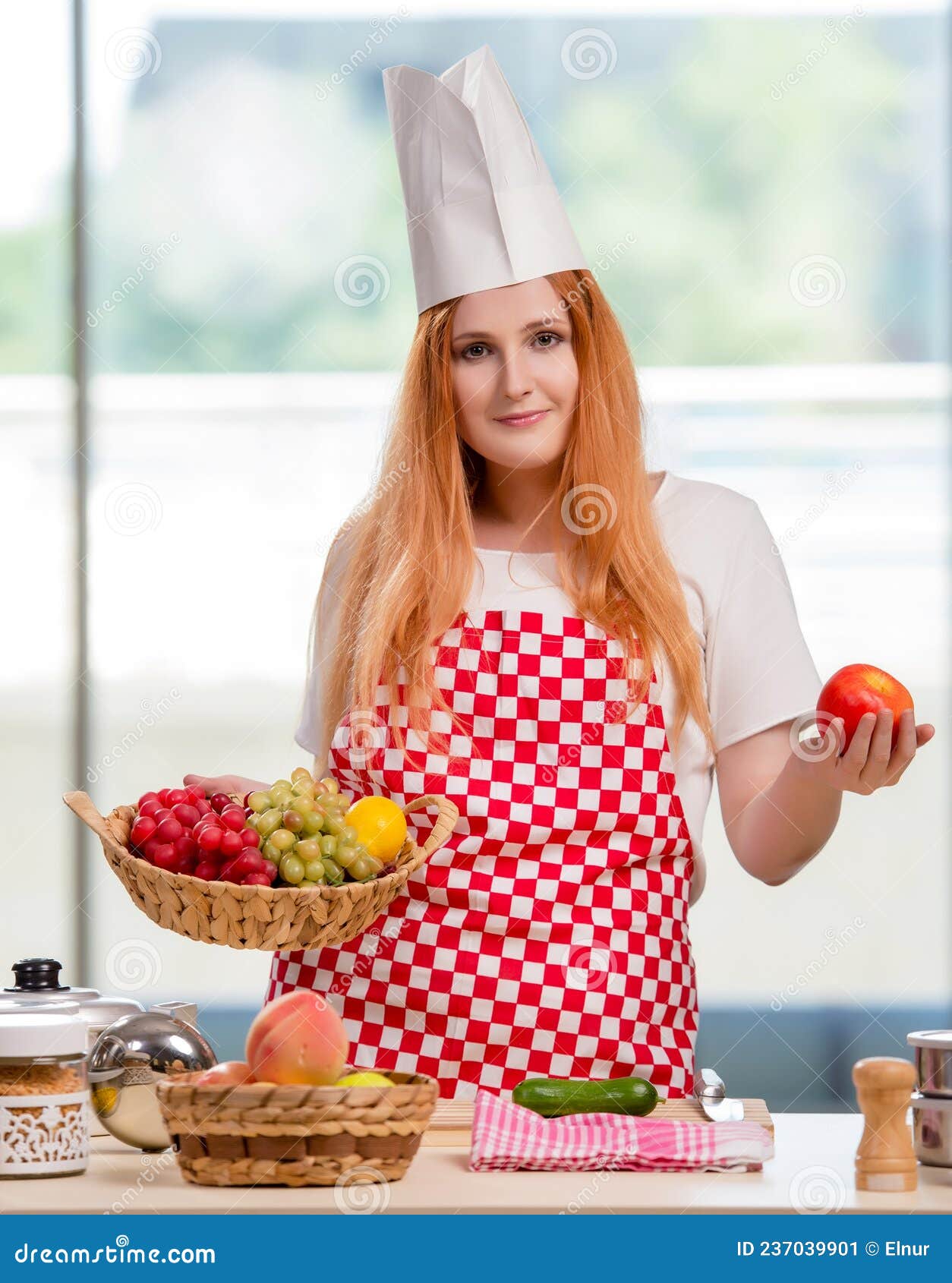 Redhead Cook Working in the Kitchen Stock Image - Image of cooking ...
