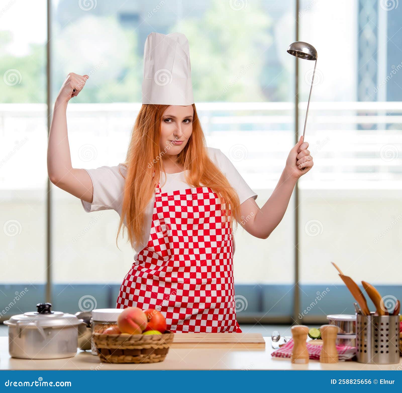 Redhead Cook Working in the Kitchen Stock Photo - Image of funny, oven ...