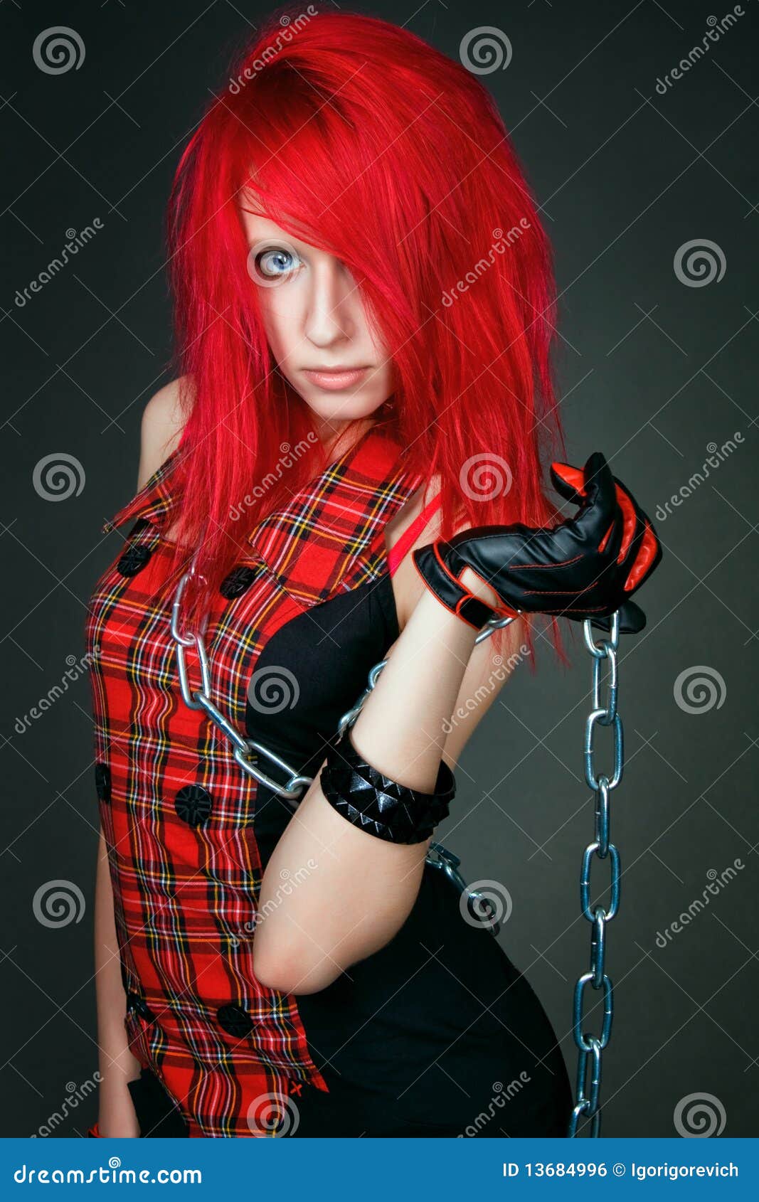 Redhead Girl Bounded by Chains Stock Photo - Image of caucasian ...