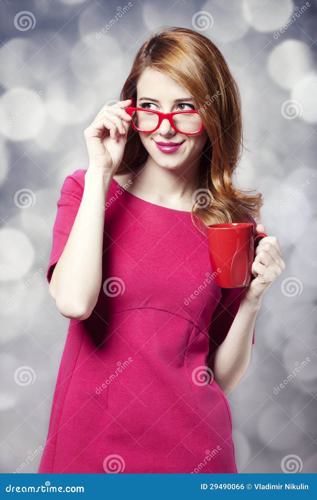 Redhead girl with red cup. stock photo. Image of happiness - 29490066
