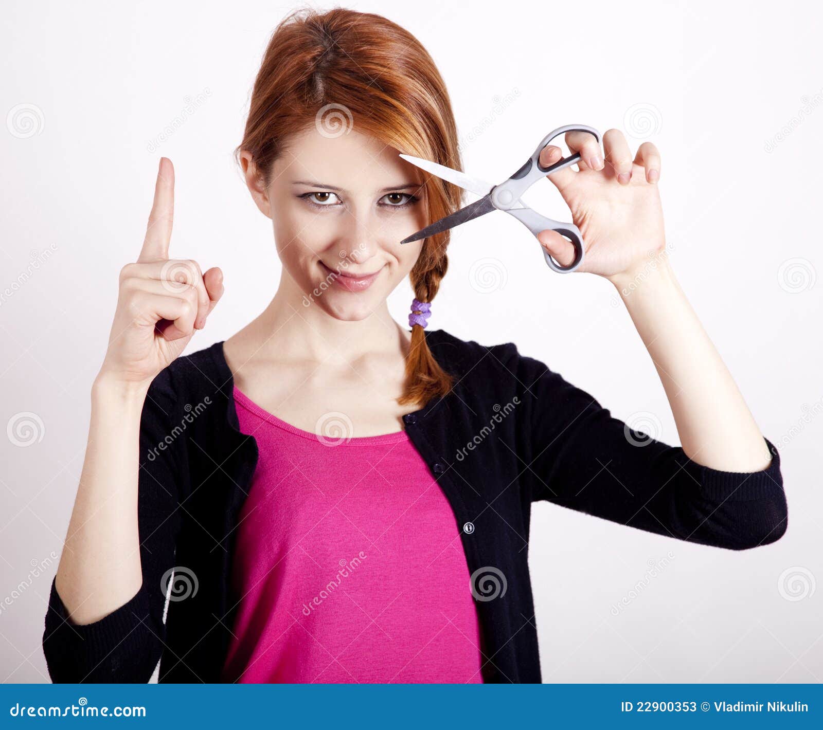 Redhead Girl with Scissors. Stock Image - Image of eyebrow, beauty ...