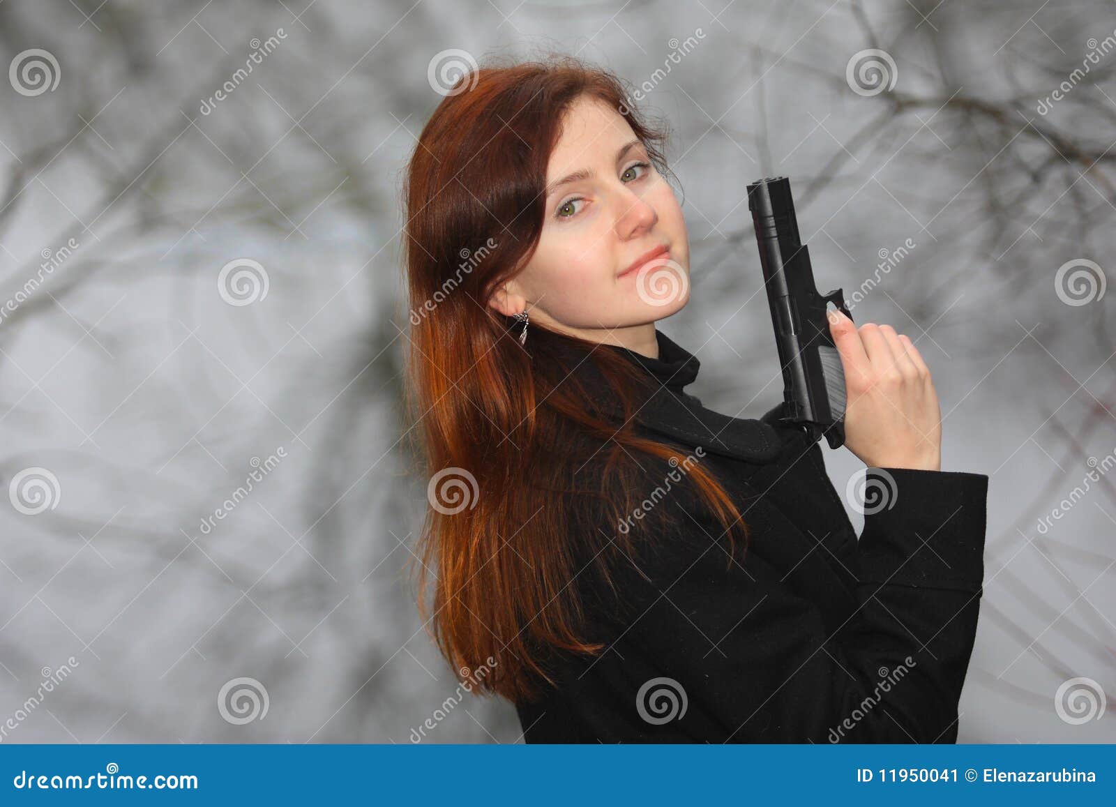 Redhead with a gun stock image. Image of portrait, slavic - 11950041