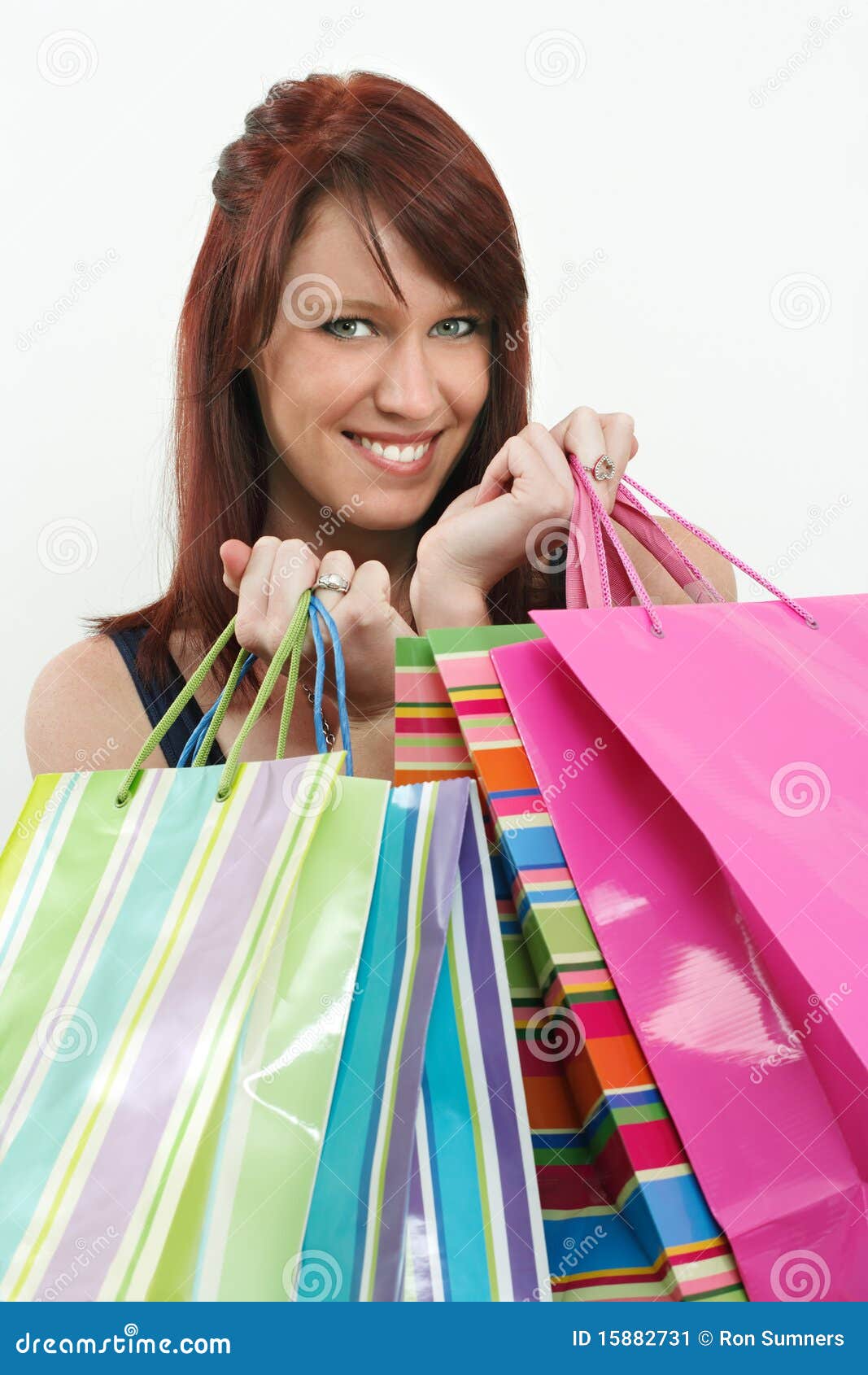 Redhead Holding Shopping Bags Stock Image - Image of beauty, gift: 15882731