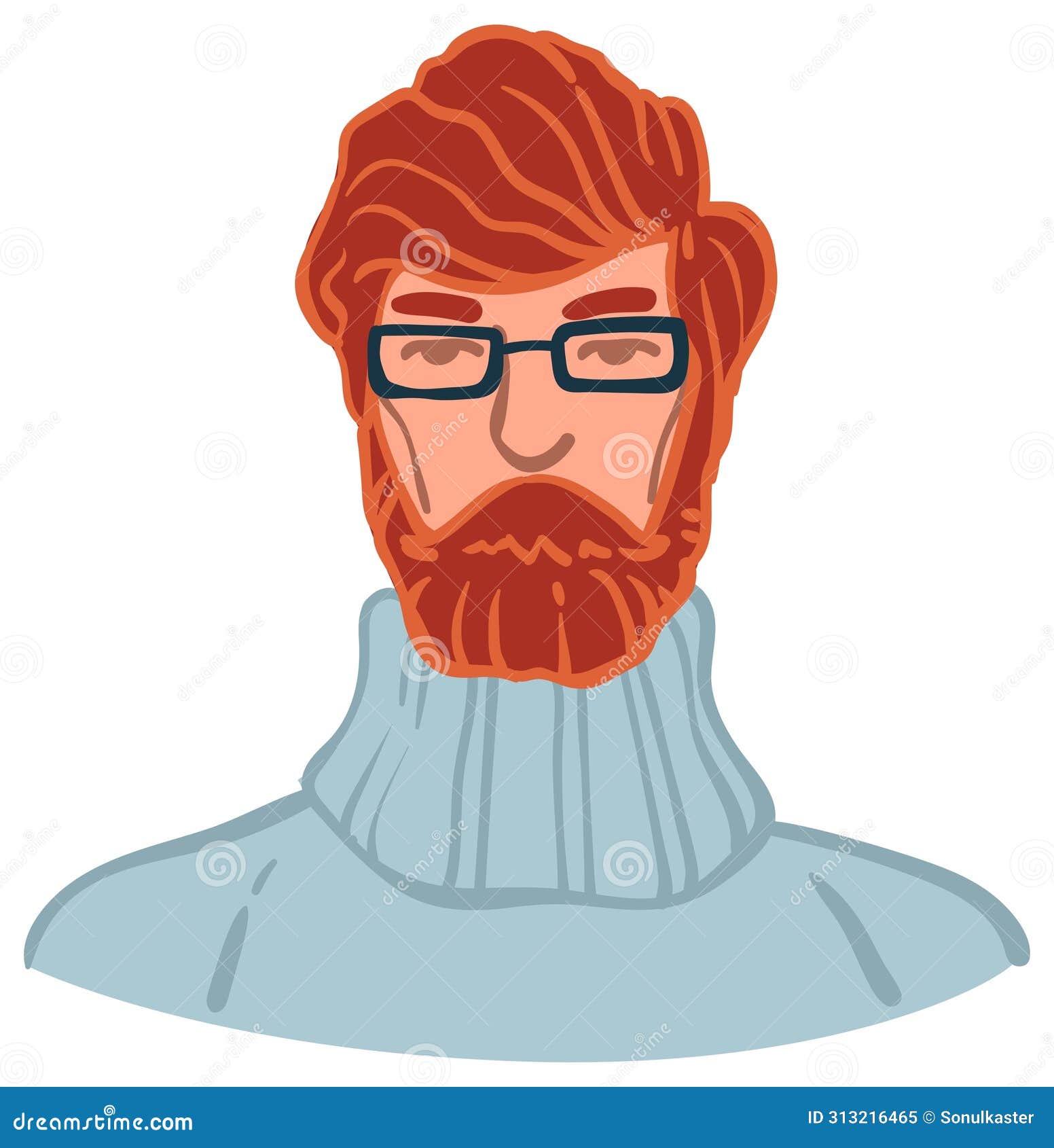 Redhead Man With Beard Mustache Portrait Of Guy Stock Vector
