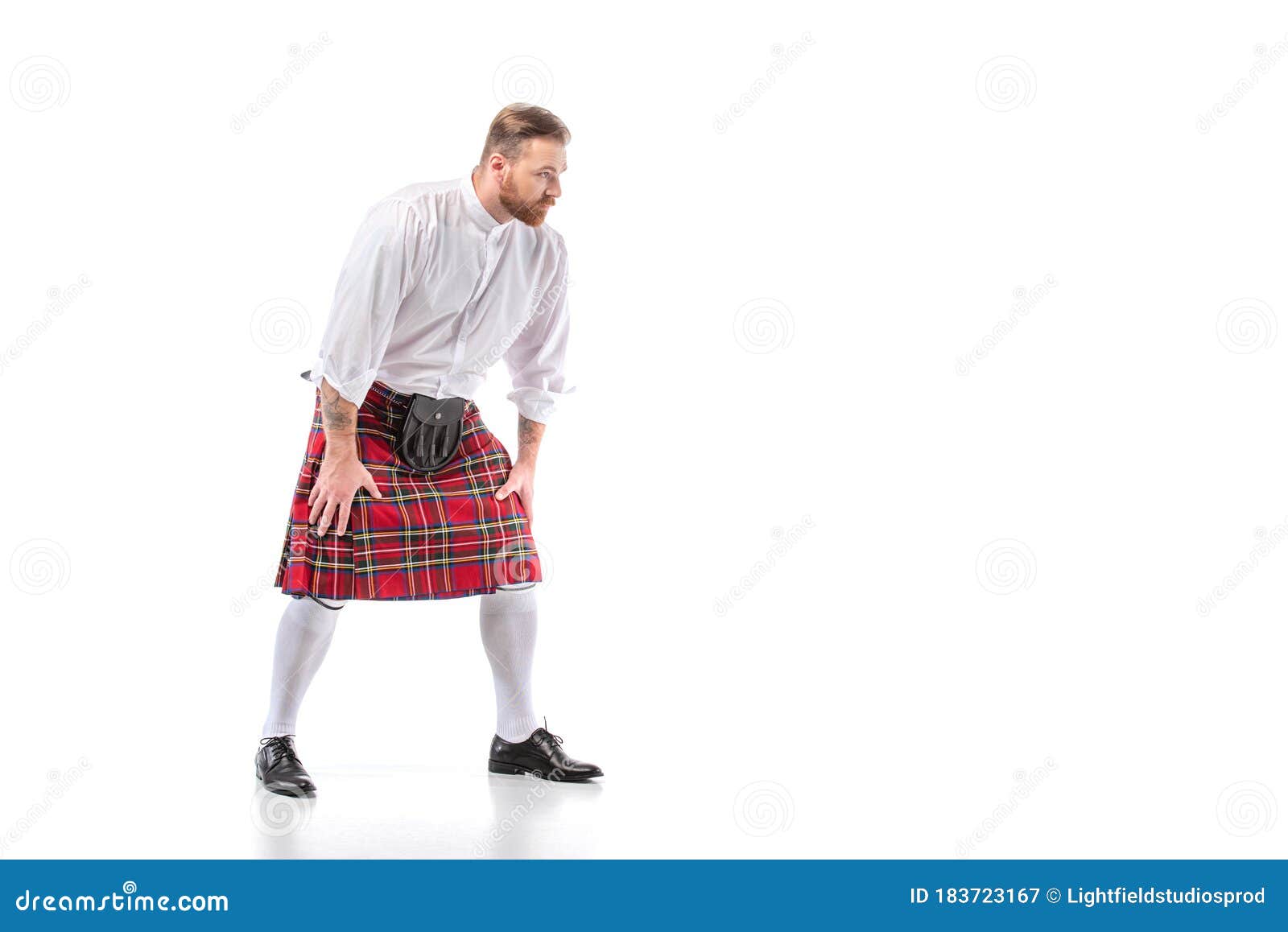 Scottish Redhead Man in Red Kilt Stock Image - Image of bearded ...