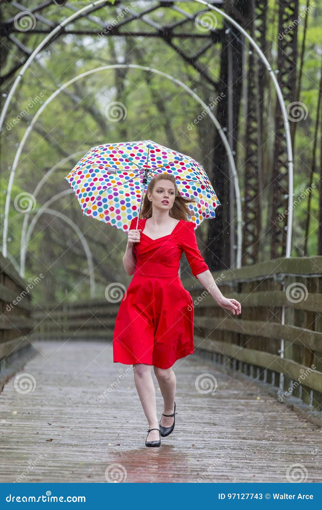 Redhead Model in the Rain stock image. Image of elegance - 97127743