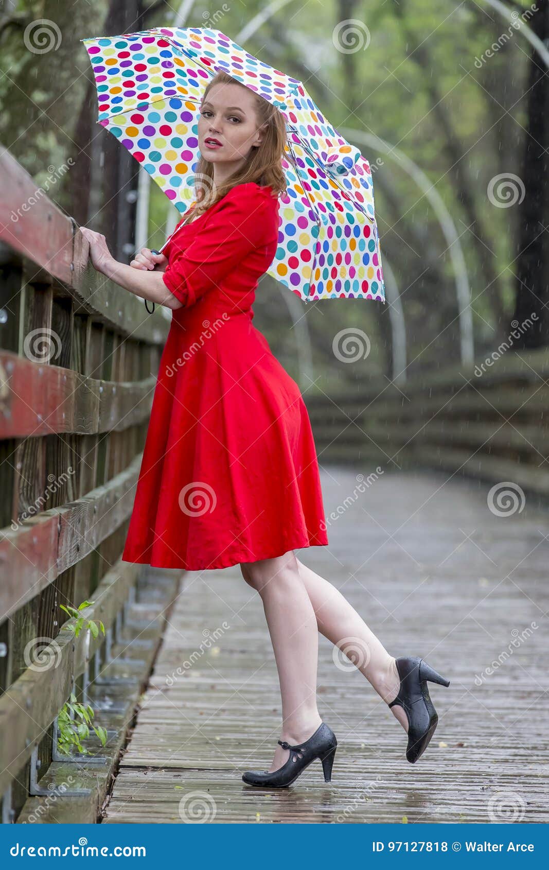 Redhead Model in the Rain stock photo. Image of confident - 97127818