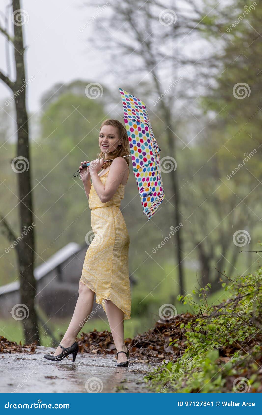 Redhead Model in the Rain stock image. Image of healthy - 97127841