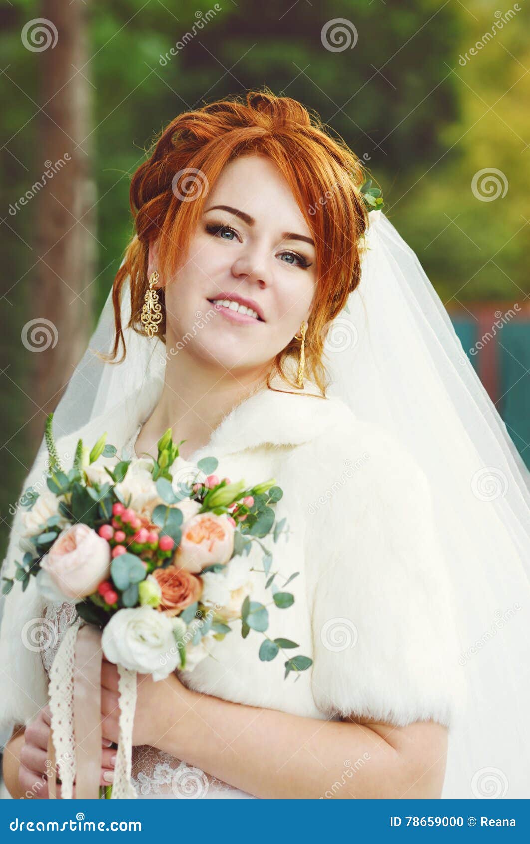 Redhead pretty bride stock photo. Image of evening, fall - 78659000