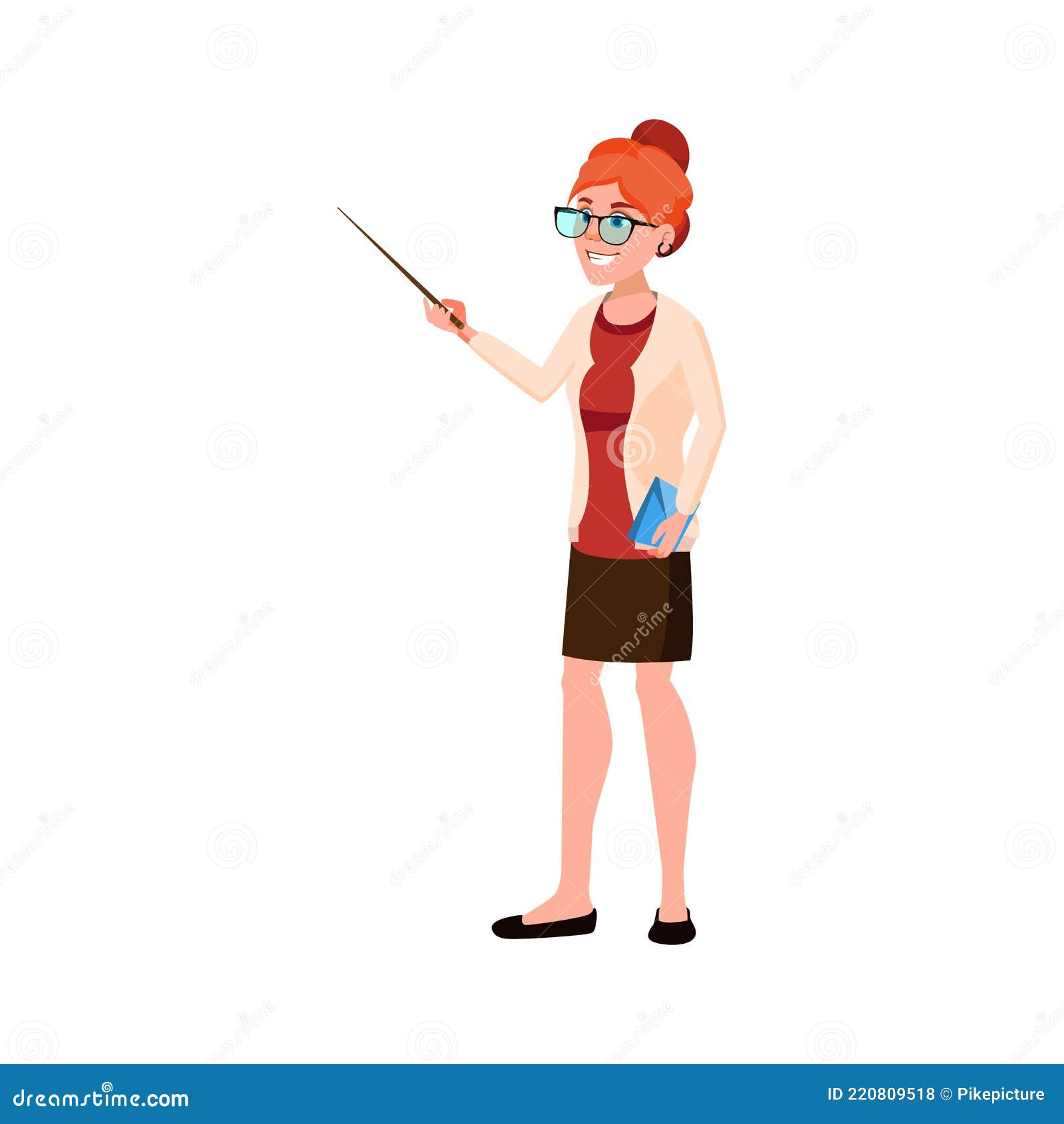 Redhead School Math Teacher Explain Theorem Cartoon Vector Stock Vector ...