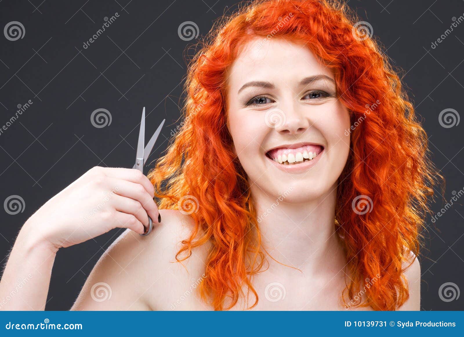 Redhead with scissors stock image. Image of cheerful - 10139731