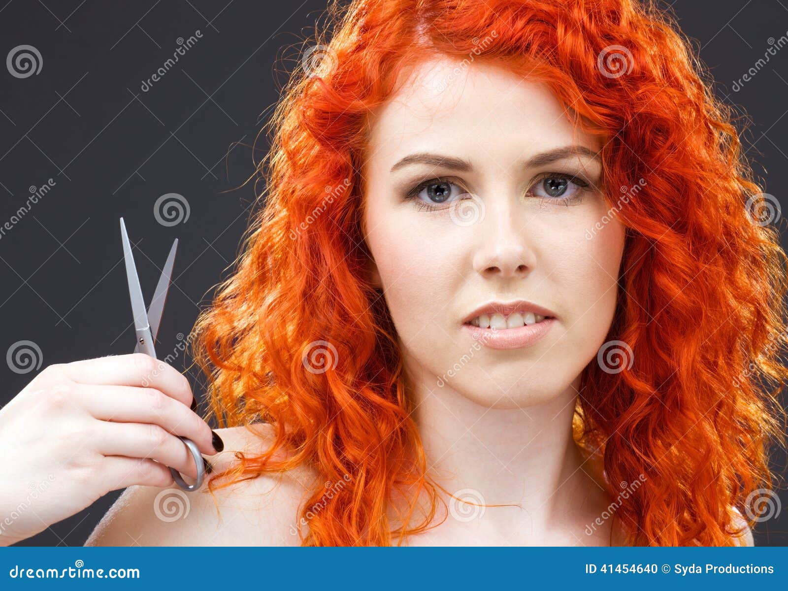 Redhead with scissors stock photo. Image of caucasian - 41454640