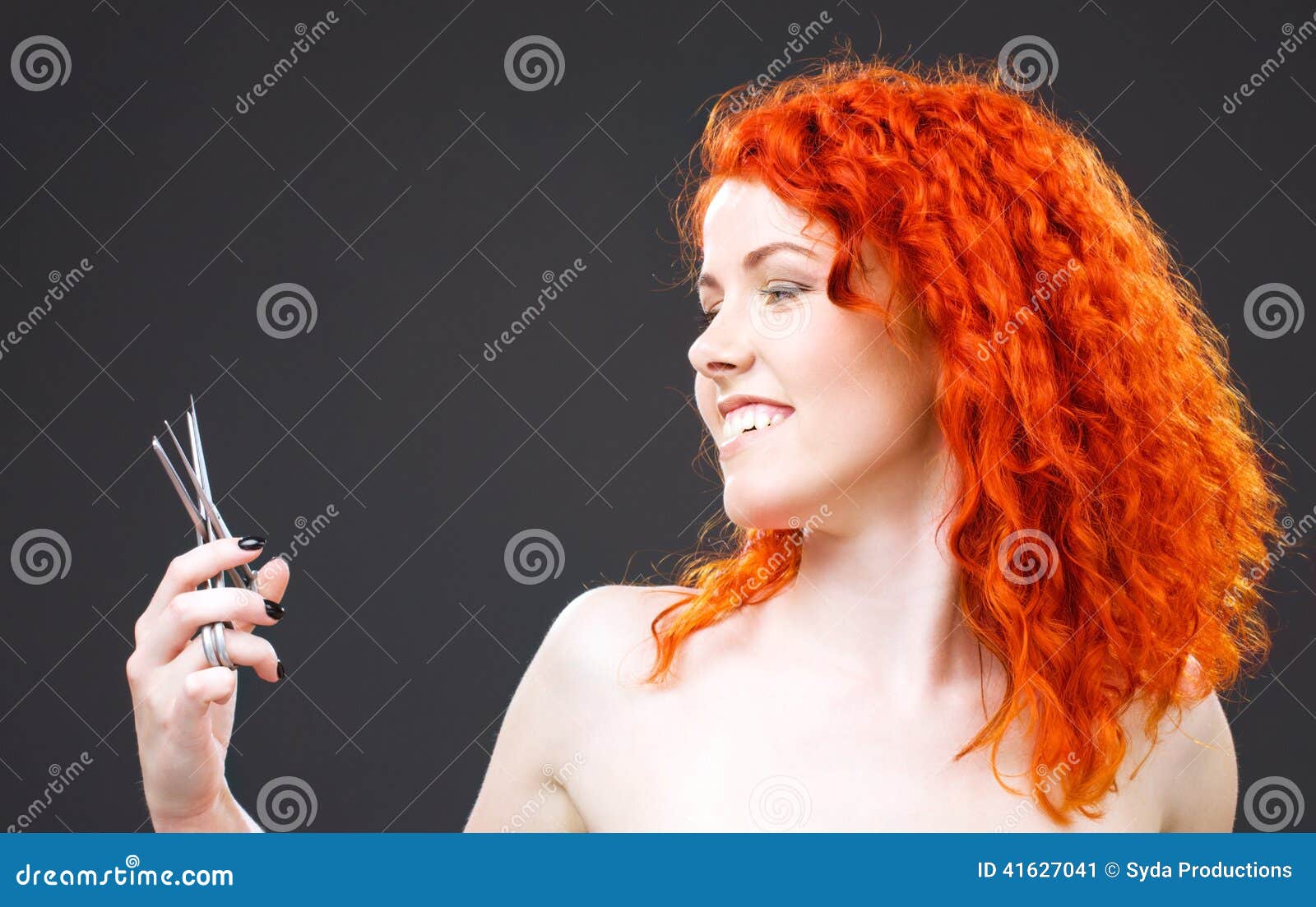 Redhead with scissors stock image. Image of healthy, cheerful - 41627041