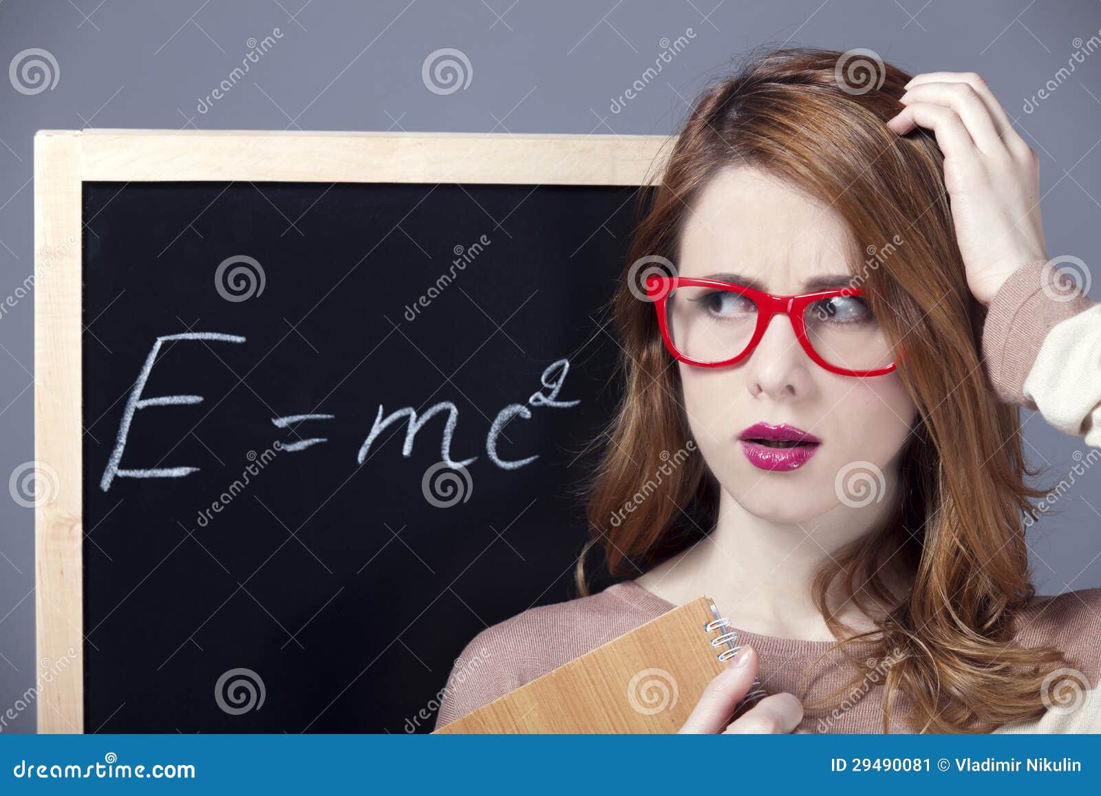Redhead Student Near Blackboard. Stock Image - Image of academic ...
