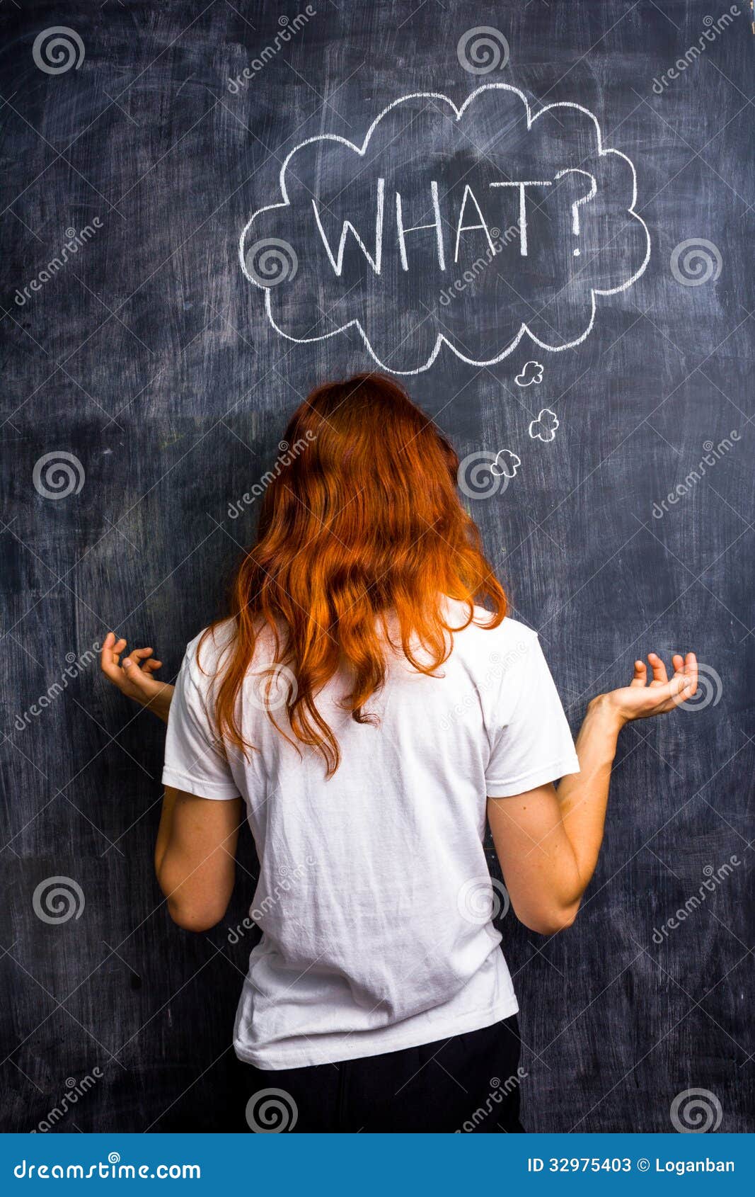 Redhead woman asking what stock image. Image of aspirations - 32975403