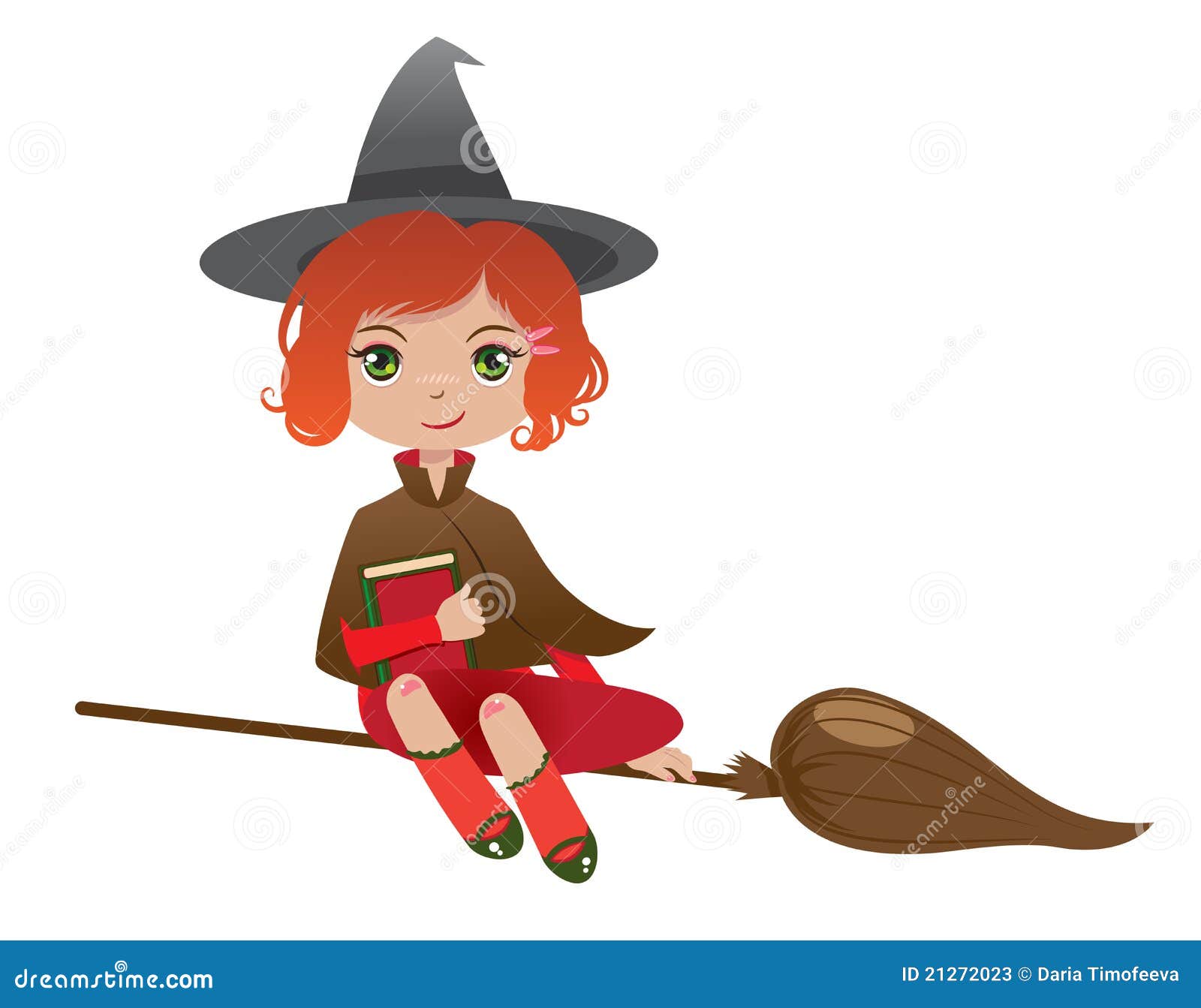 Redheaded witch stock vector. Illustration of brown, skirt - 21272023