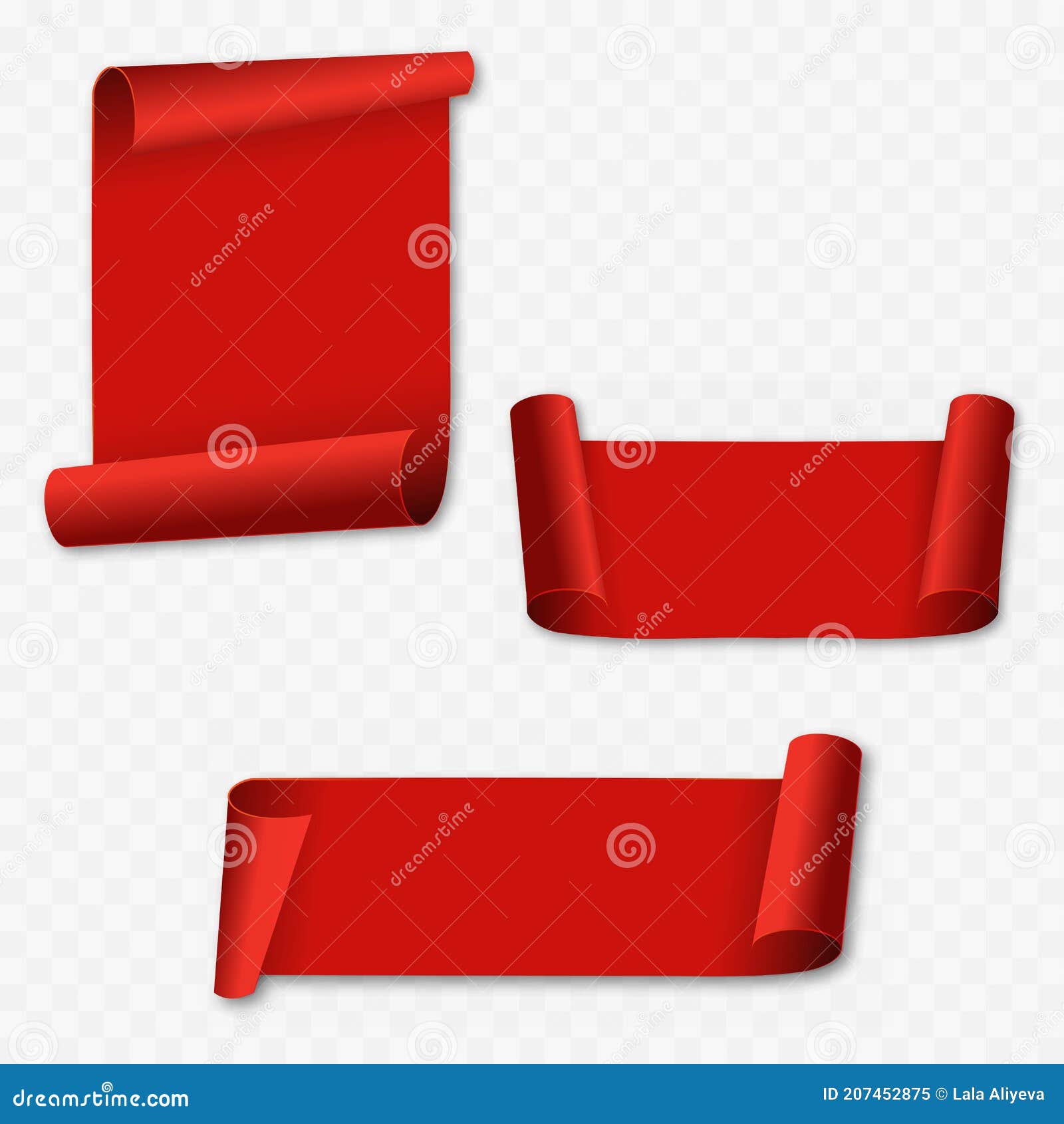 Redlistic Red Ribbon, Scroll or Paper Curved Banner. Vector Stock ...
