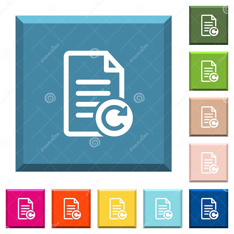 Redo Document Changes White Icons on Edged Square Buttons Stock ...