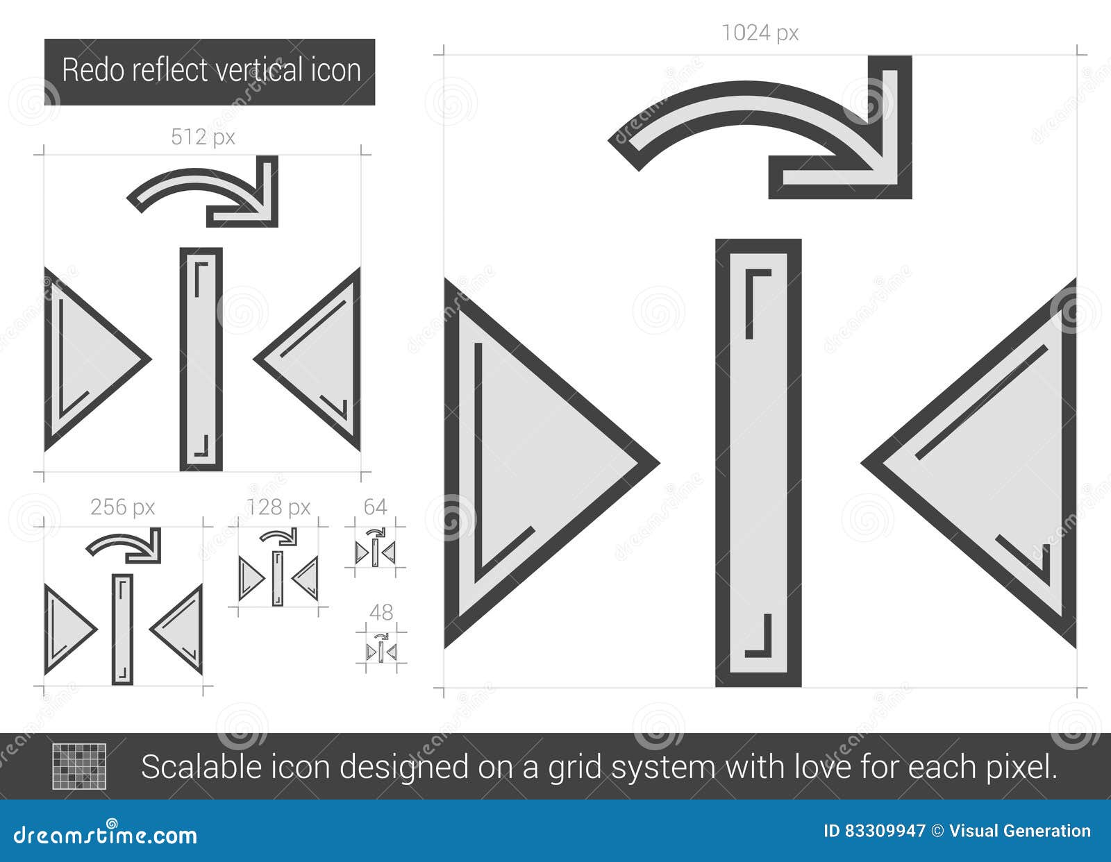 Redo Reflect Vertical Line Icon. Stock Vector - Illustration of ...