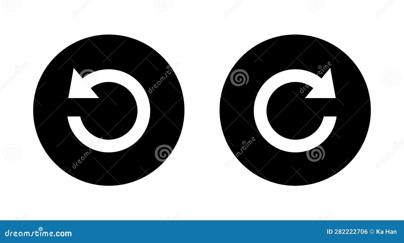 Redo and Undo Icon Vector. Circular Arrow Symbol Isolated on Circle ...