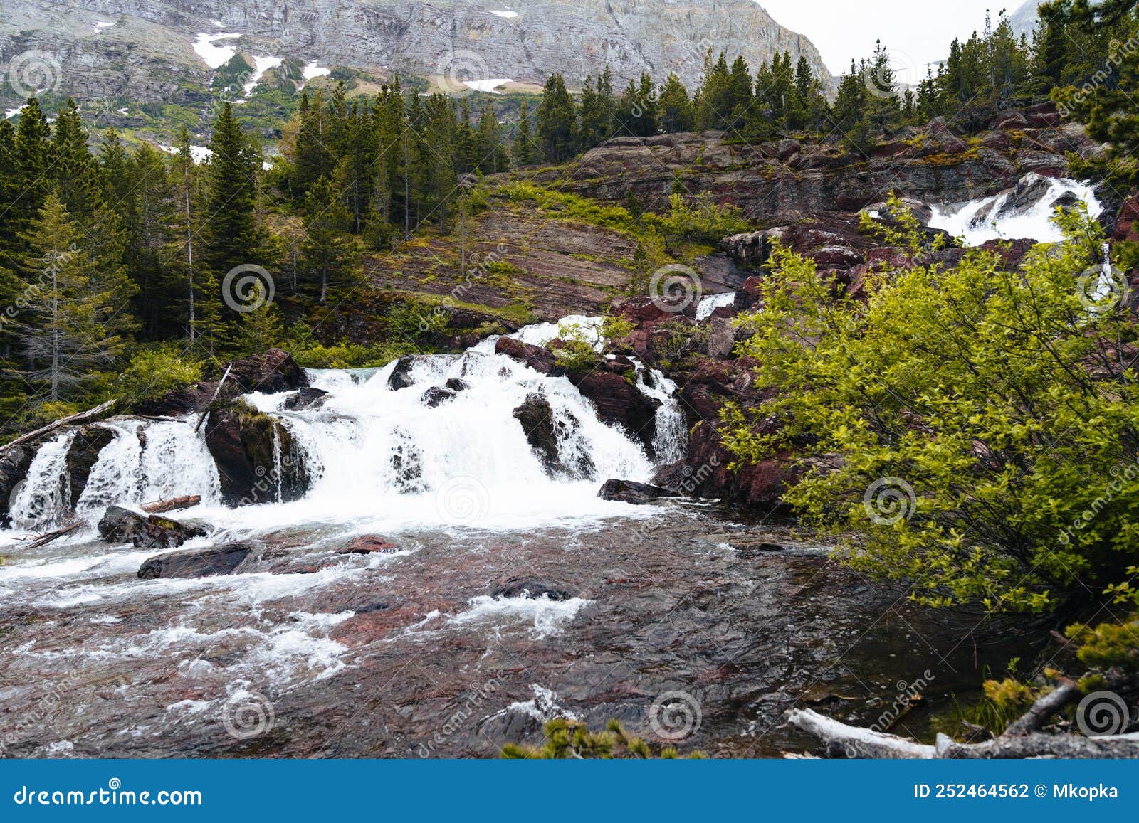 Redrock Falls Along the Swiftcurrent Pass in Glacier National Park ...