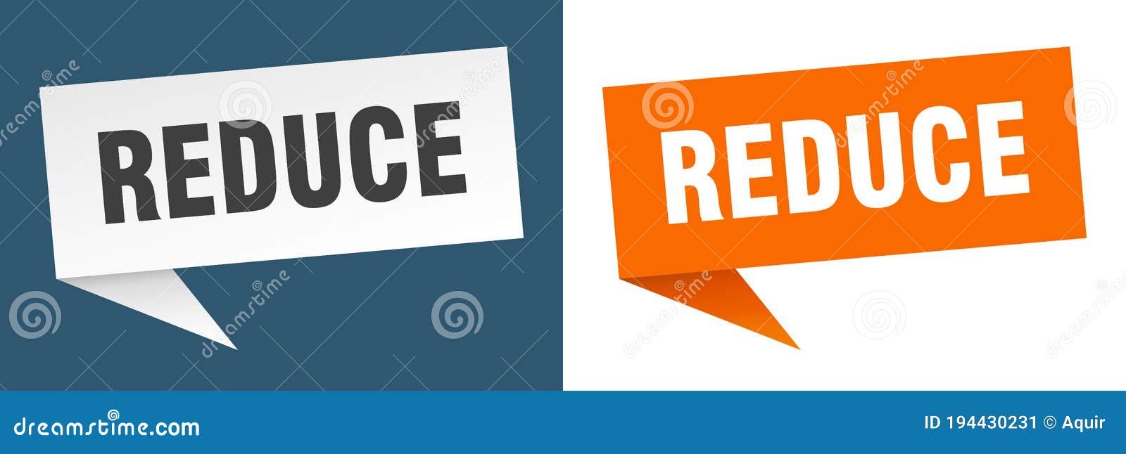 Reduce Banner. Reduce Speech Bubble Label Set Stock Vector ...