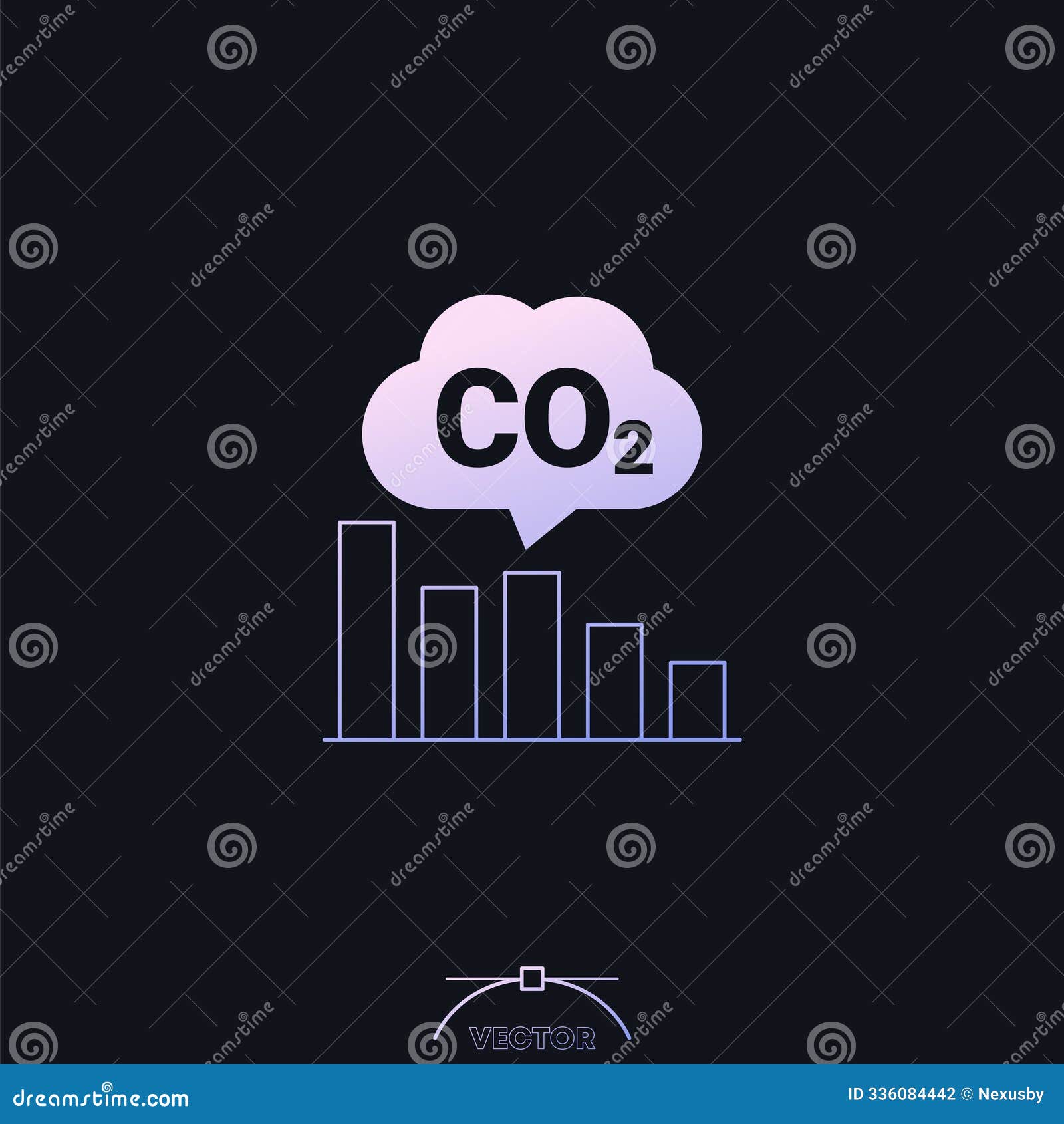 Reduce Carbon Emissions Vector Icon with Co2 Chart Stock Illustration ...