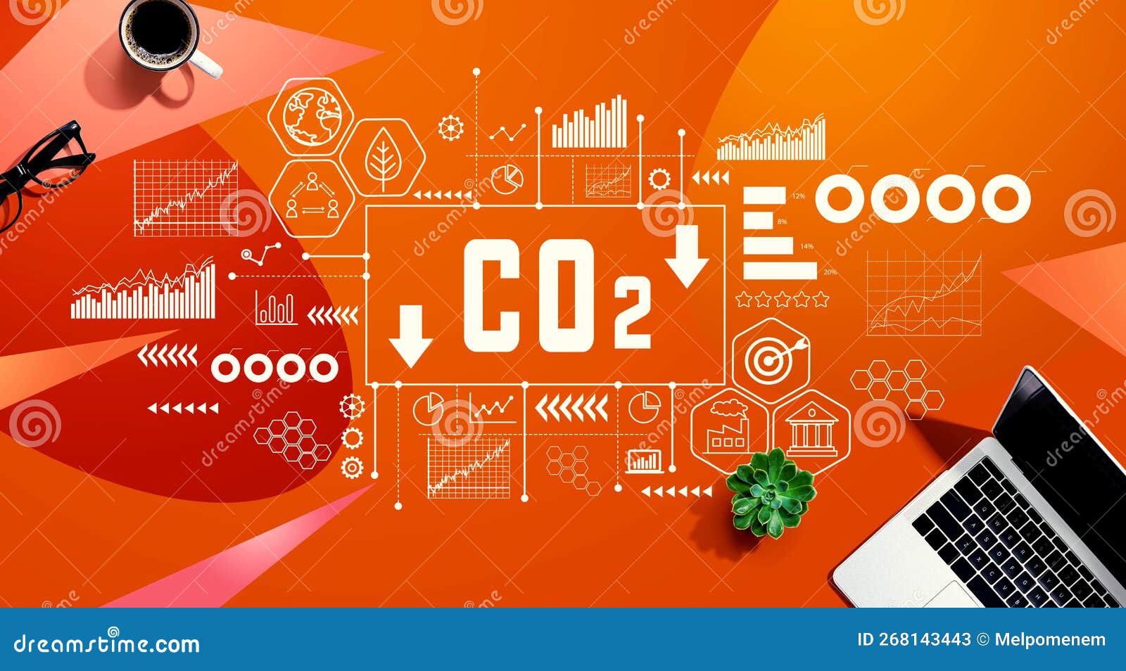 Reduce CO2 Theme with a Laptop Computer Stock Image - Image of earth ...