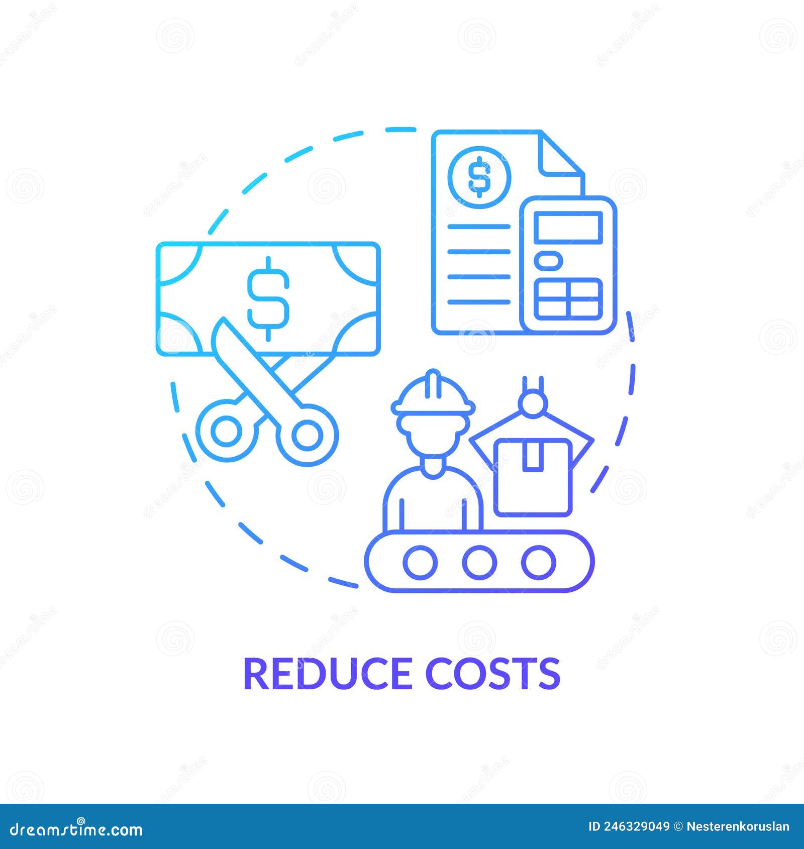 Reduce Costs Blue Gradient Icon Cartoon Vector | CartoonDealer.com #246329049