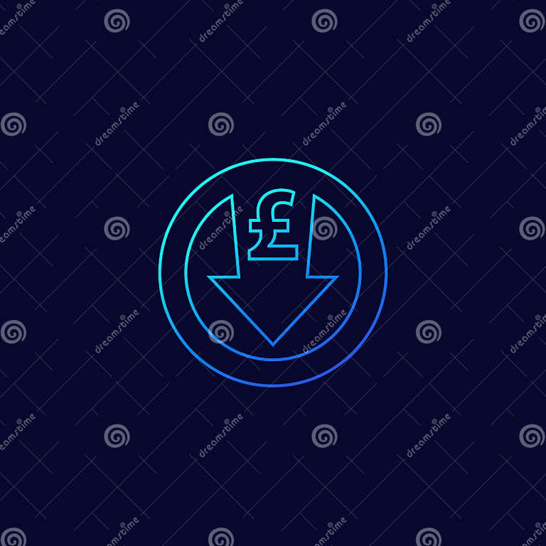Reduce Costs Icon with Pound, Linear Stock Vector - Illustration of ...