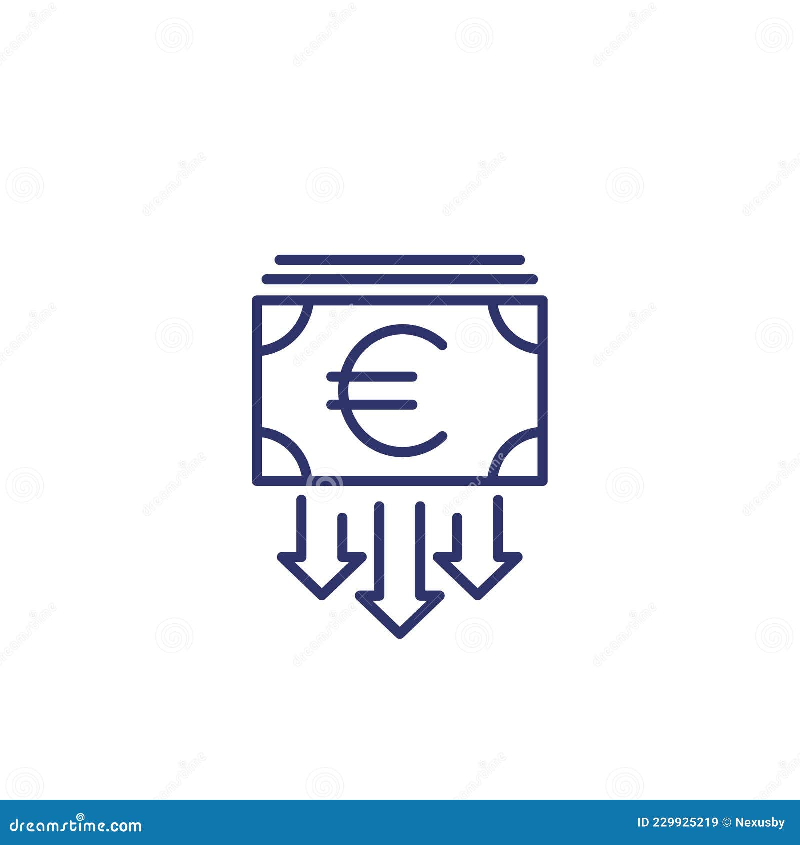 Reduce Costs Line Icon with Euro, Vector Stock Vector - Illustration of ...