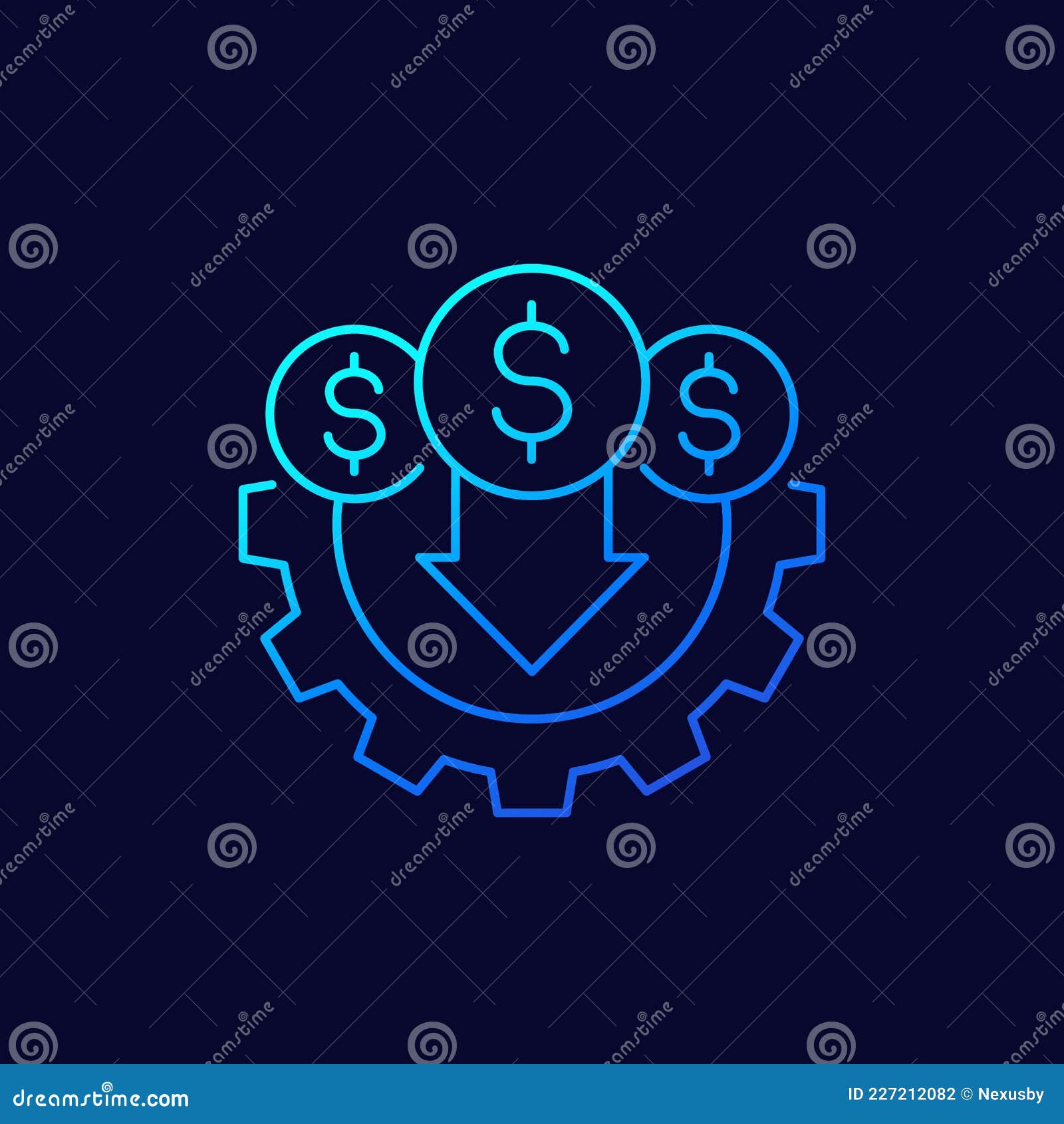 Reduce or Decrease Cost Line Icon Stock Vector - Illustration of ...