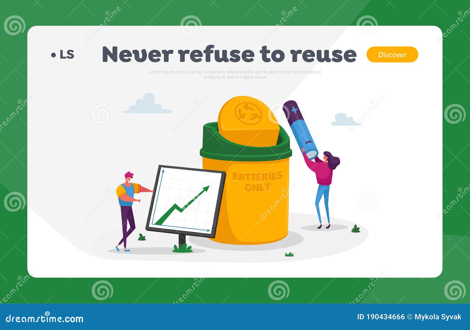 Reduce Earth Pollution Landing Page Template. Man Character Perform ...