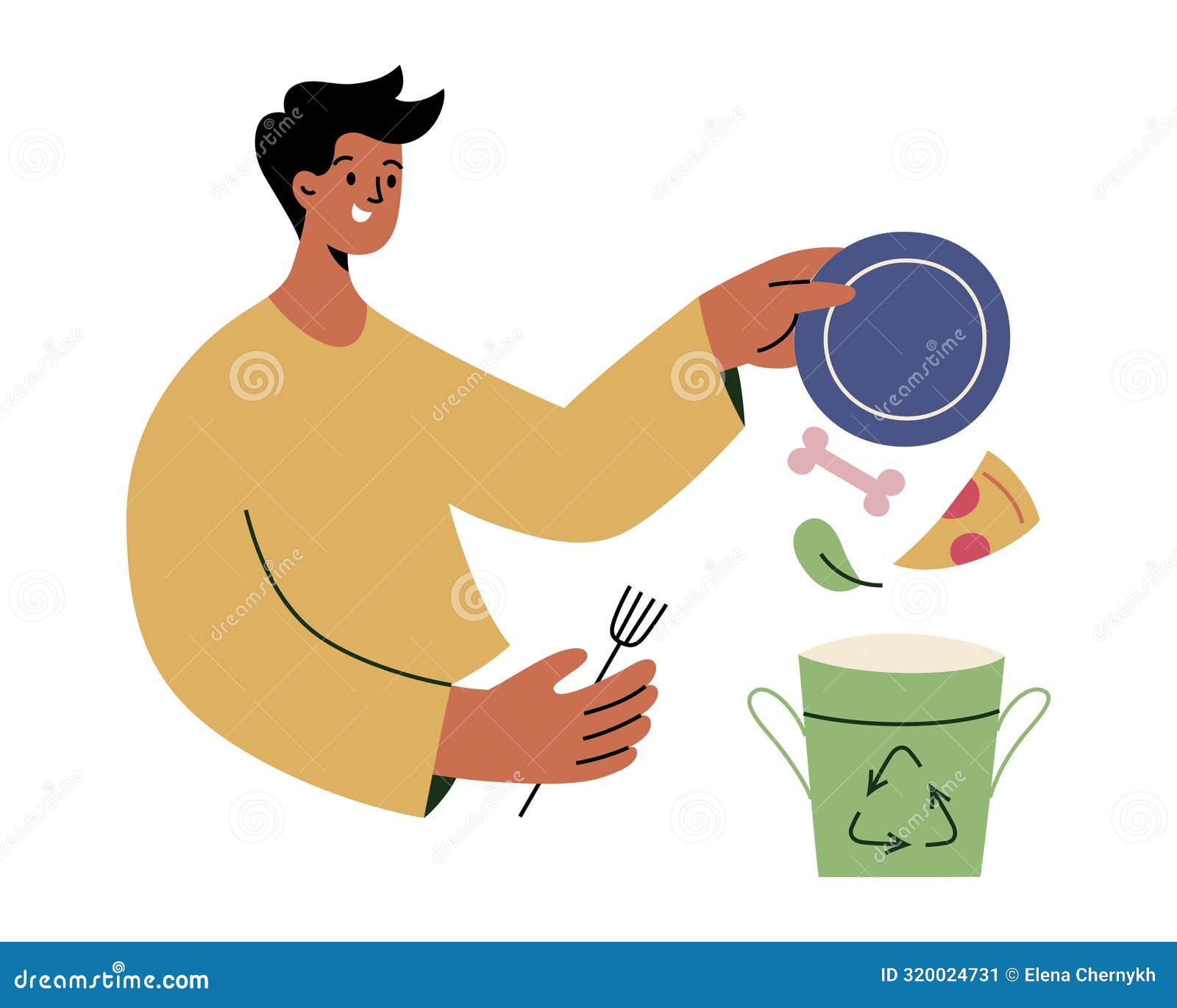 Reduce Food Waste Composition, Man Throwing Leftovers in Compost Bin ...