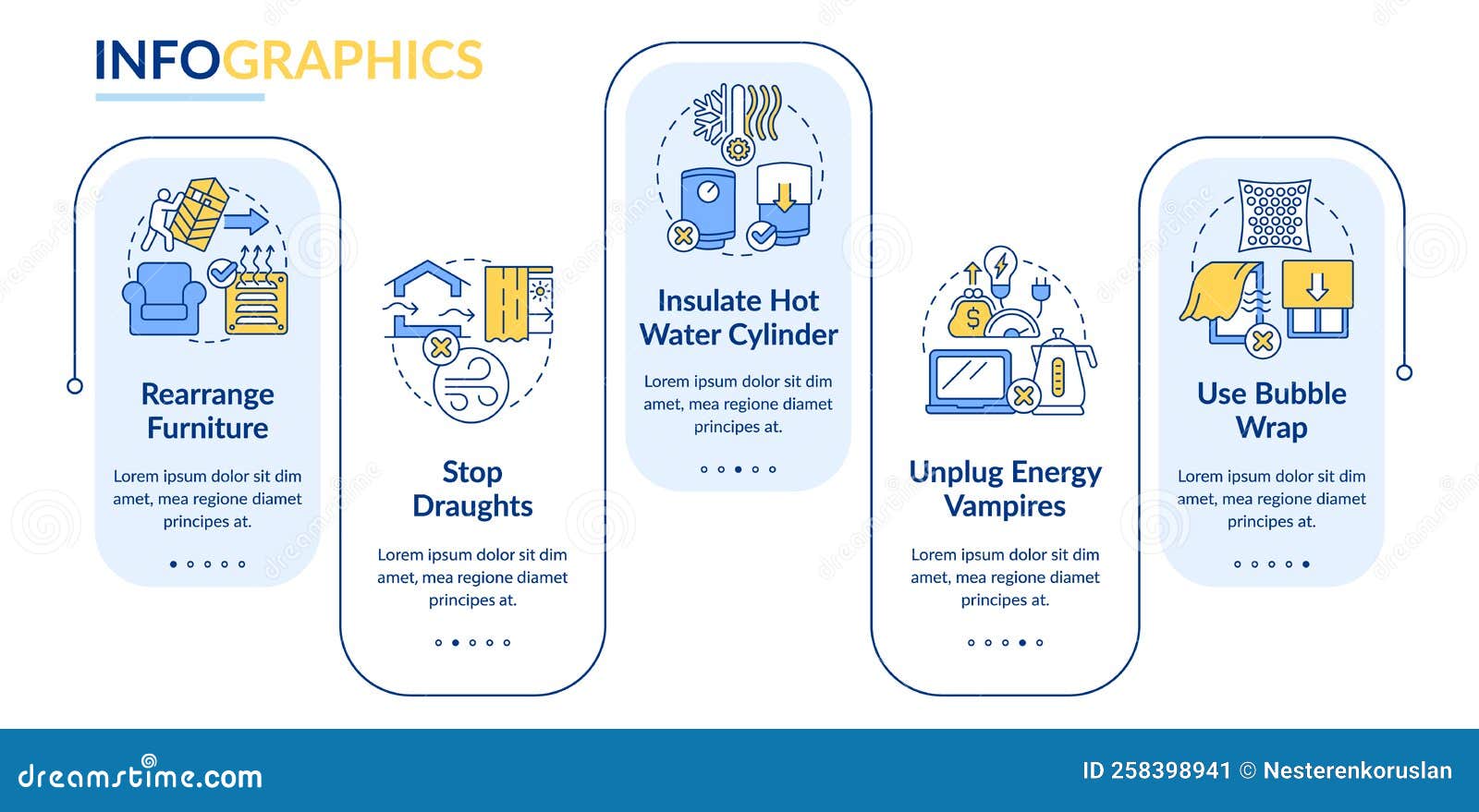 Reduce Home Heat Loss Rectangle Infographic Template Stock Vector ...