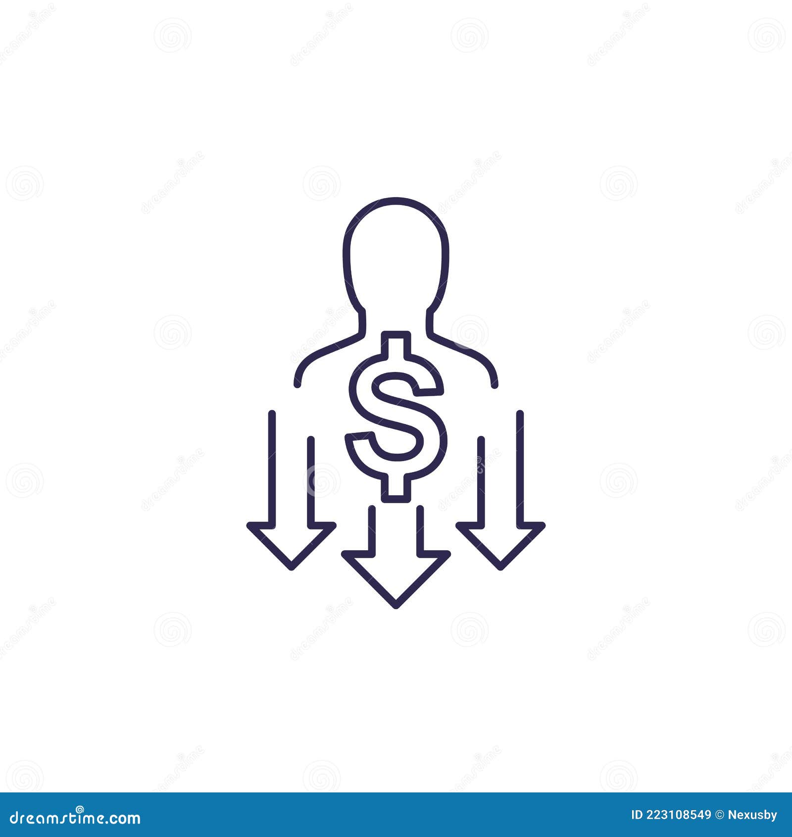 Reduce Labor Cost Icon, Line Stock Vector - Illustration of worker ...