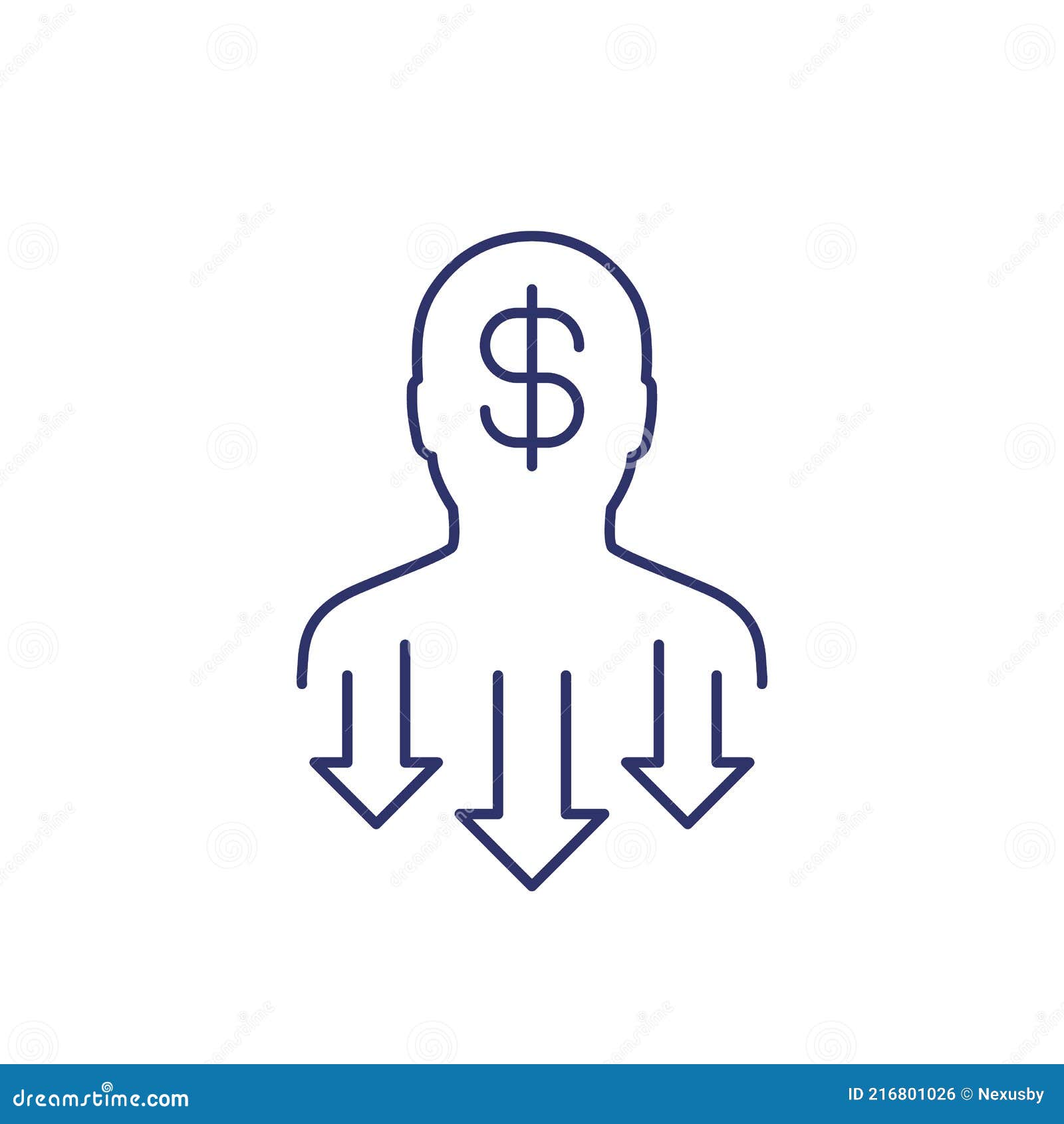 Reduce Labor Cost Icon, Line Vector Art Stock Vector - Illustration of ...