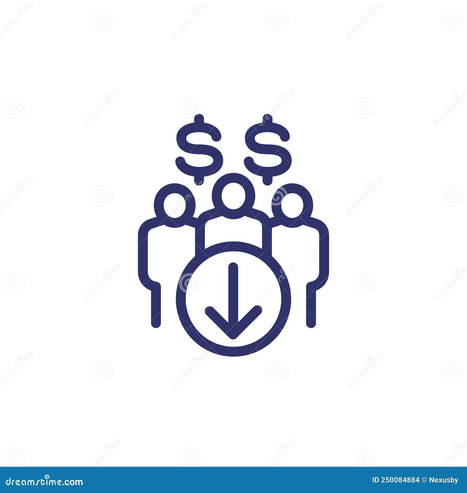 Reduce Labor Costs Line Icon with Workers, Vector Stock Vector ...
