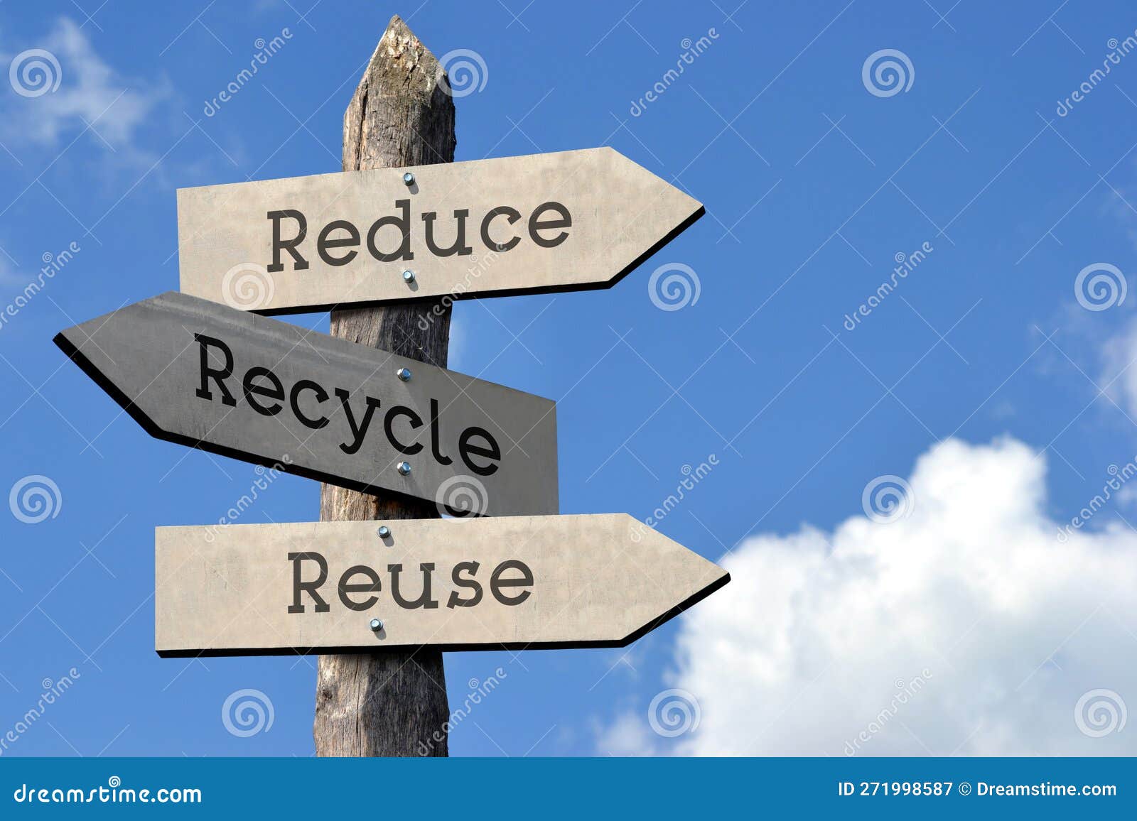 Reduce, Recycle, Reuse - Wooden Signpost with Three Arrows Stock Image ... Reduce, Recycle, Reuse - Wooden Signpost with Three Arrows Stock Image ...