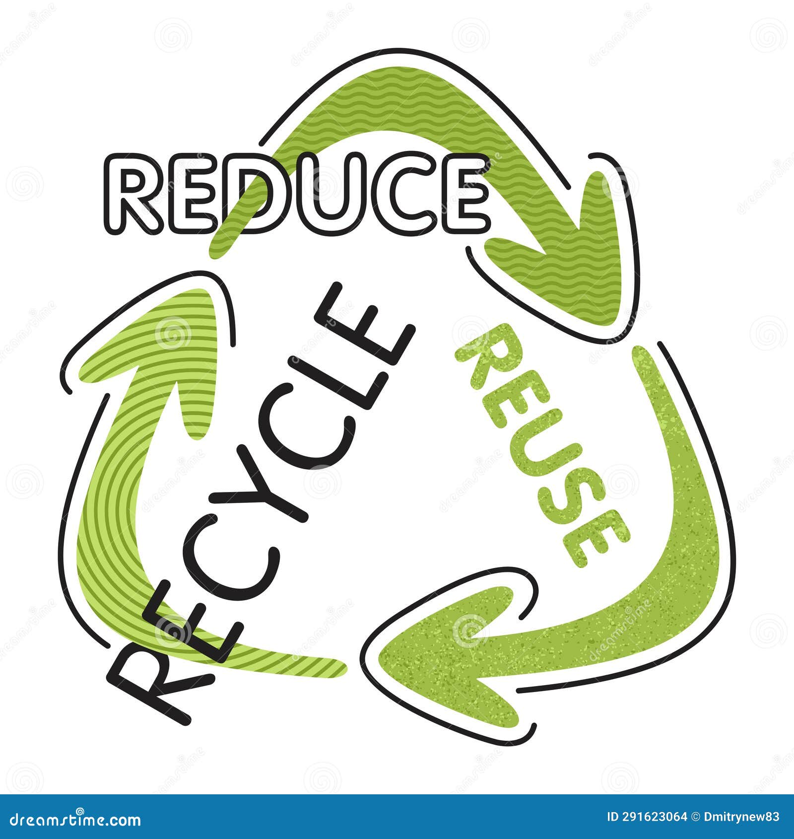 Reduce, Reuse, Recycle - Environment Saving Slogan Stock Illustration ...