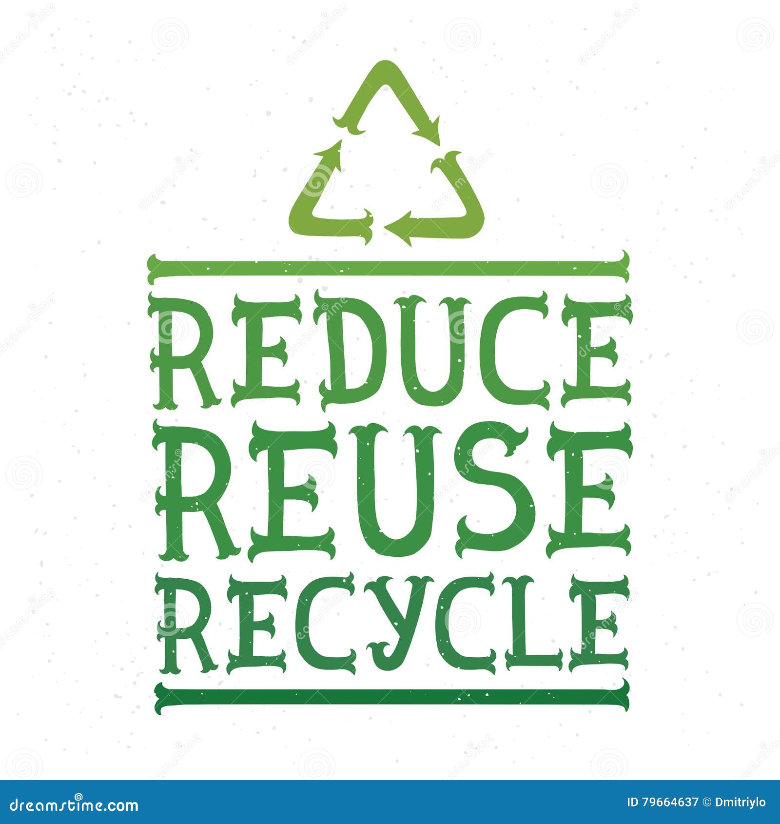 Reduce Reuse Recycle Green Vector Illustration Poster Stock Vector ...